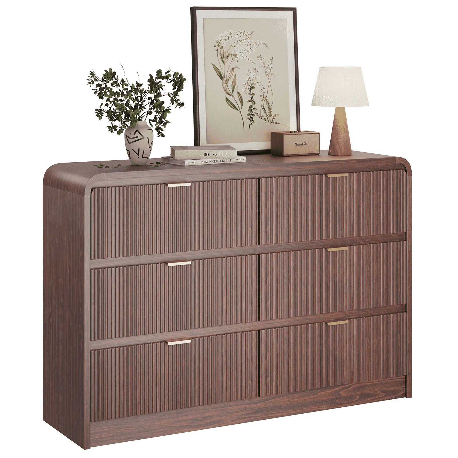 Selooye 6-Drawer Dressers, Chest of Drawers with Fluted Panel, Wide ...