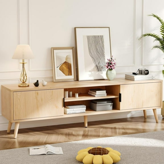 Mid Century TV Stand, Modern TV Console for TVs up to 70 Inches, Entertainment Center with ...