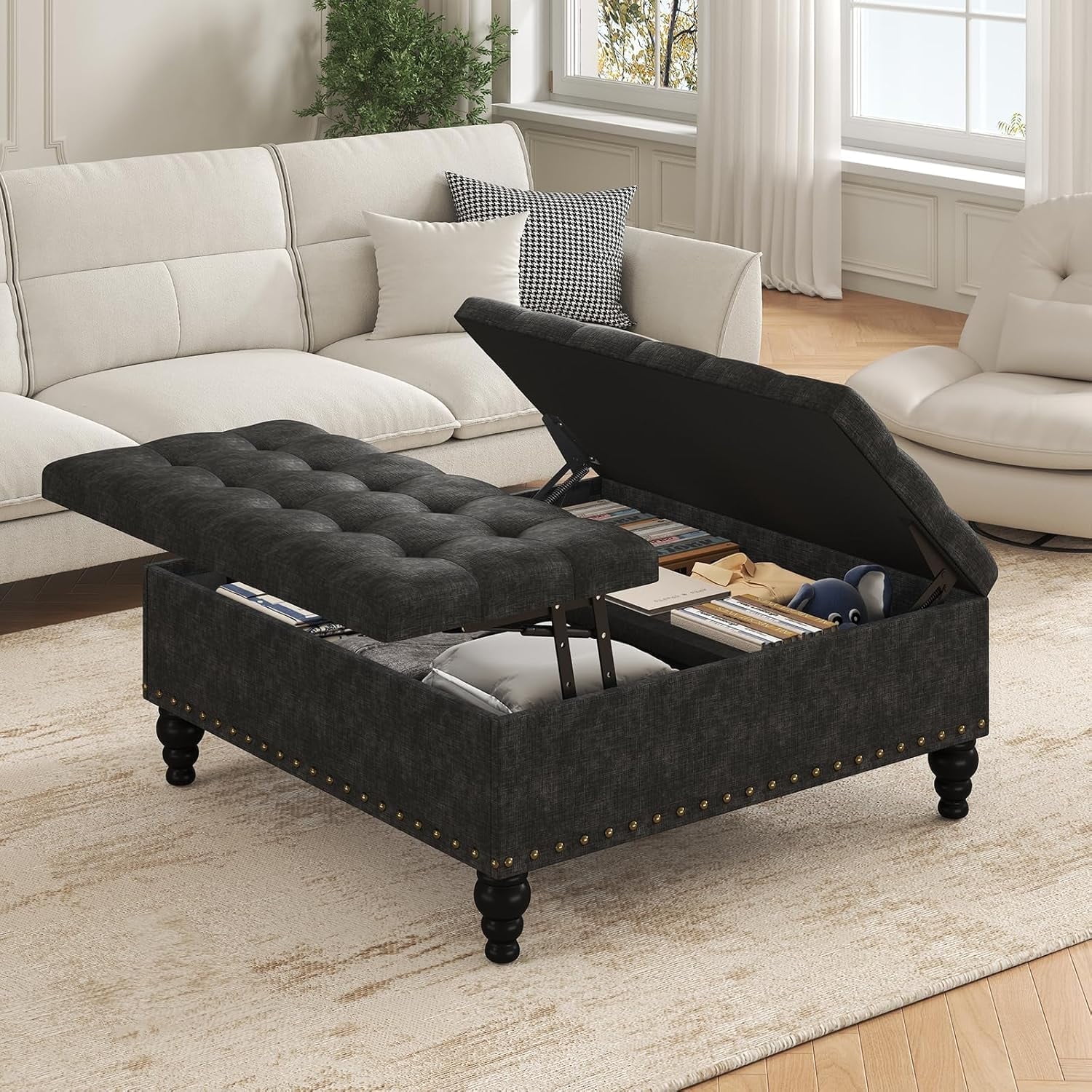 Selooye Versatile Lift-Top Ottoman, Multi-Function Storage Bench and ...
