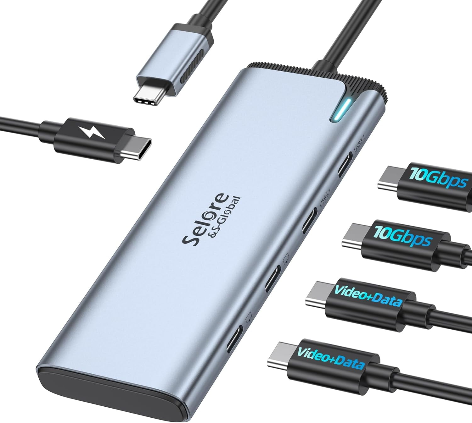 Selore&S-Global USB C Splitter with 4K/60Hz Video Output,USB C Hub Dual ...