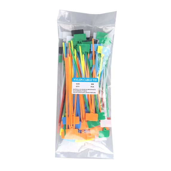 Selrti 100 Pcs Nylon Marker Cable Zip Ties Self-Locking Zip Tags with ...