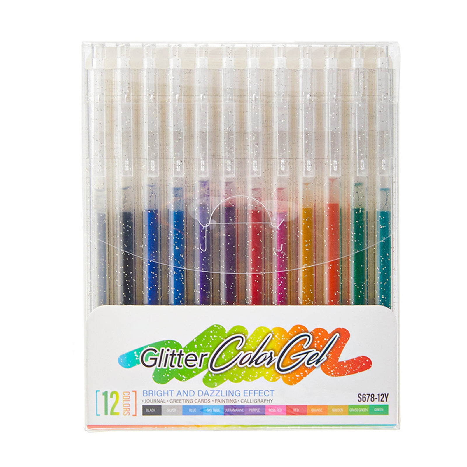 Selrti Glitter Gel Pens Set Vibrant Sparkling Ink Markers for Writing ...