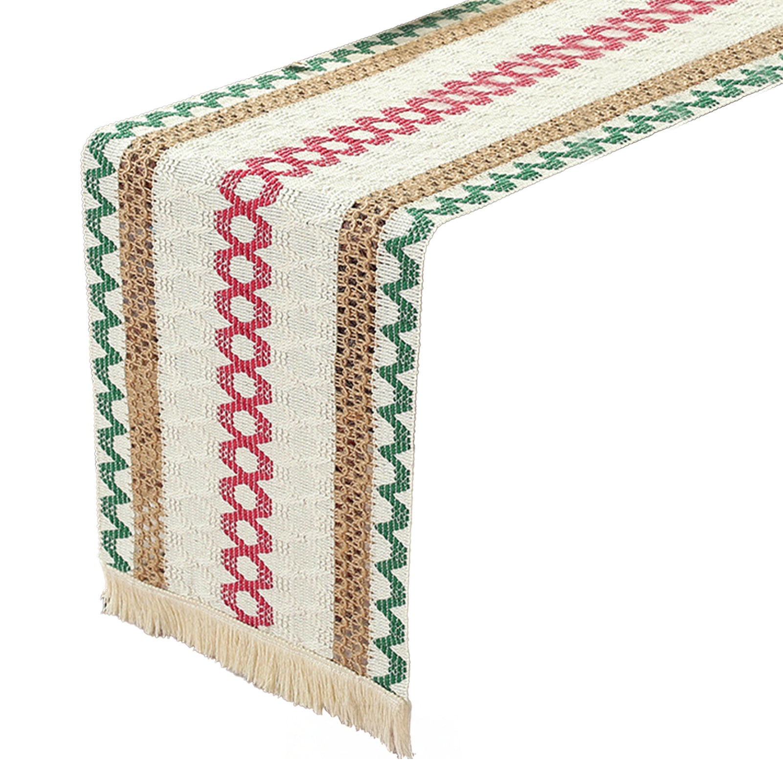 Selrti Knitted Table Runner Bohemian Table Runner with Tassels Rustic ...