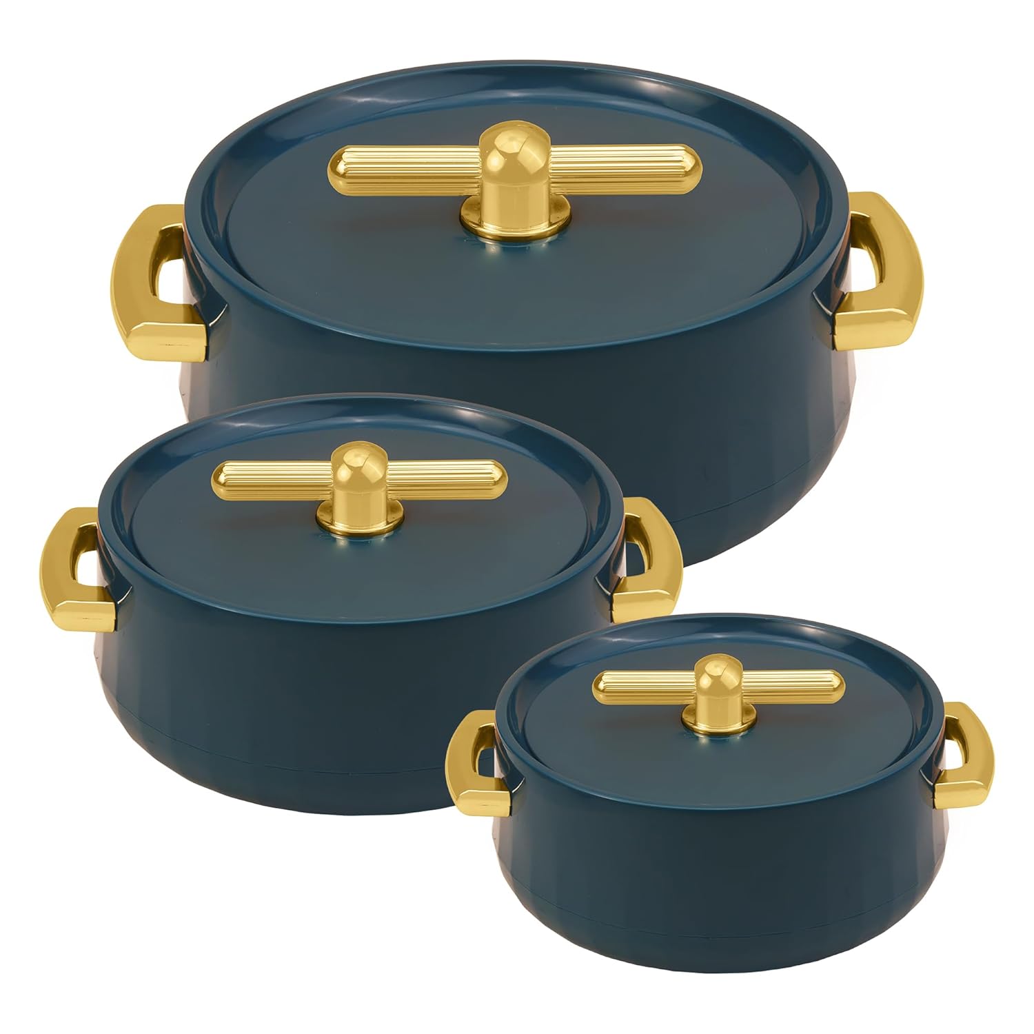 Selvel Elegance Inner Steel Casserole Set of 3 1700ml 1200ml 600mlBPA ...