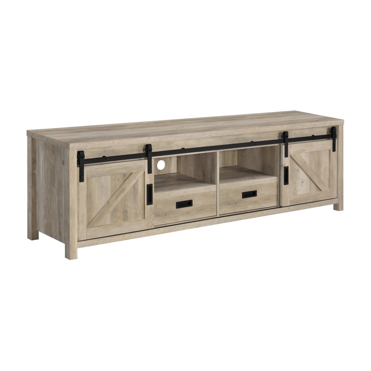 Lexo 79 Inch TV Media Entertainment Center, 2 Barn Doors, Light Brown ...