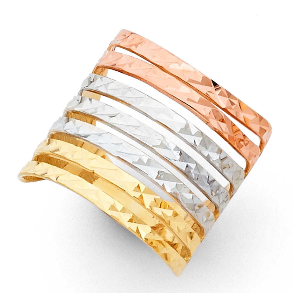 Semanario Ring 14k Yellow White Rose Gold 7 Day Band Diamond Cut ...