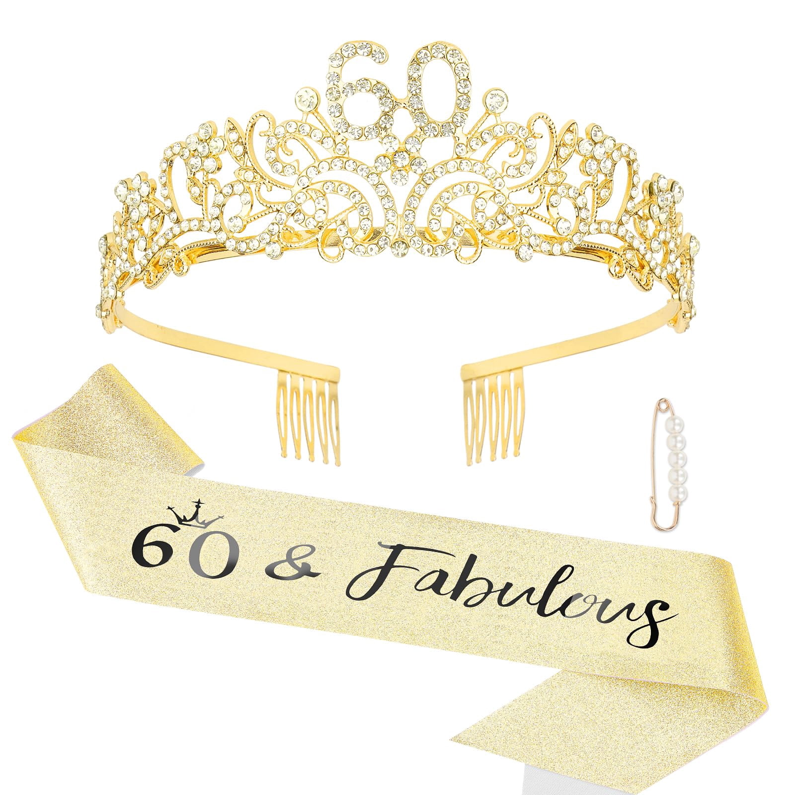 Semato 60th Birthday Decorations MMF7 - Gold 60th Birthday Tiara and ...