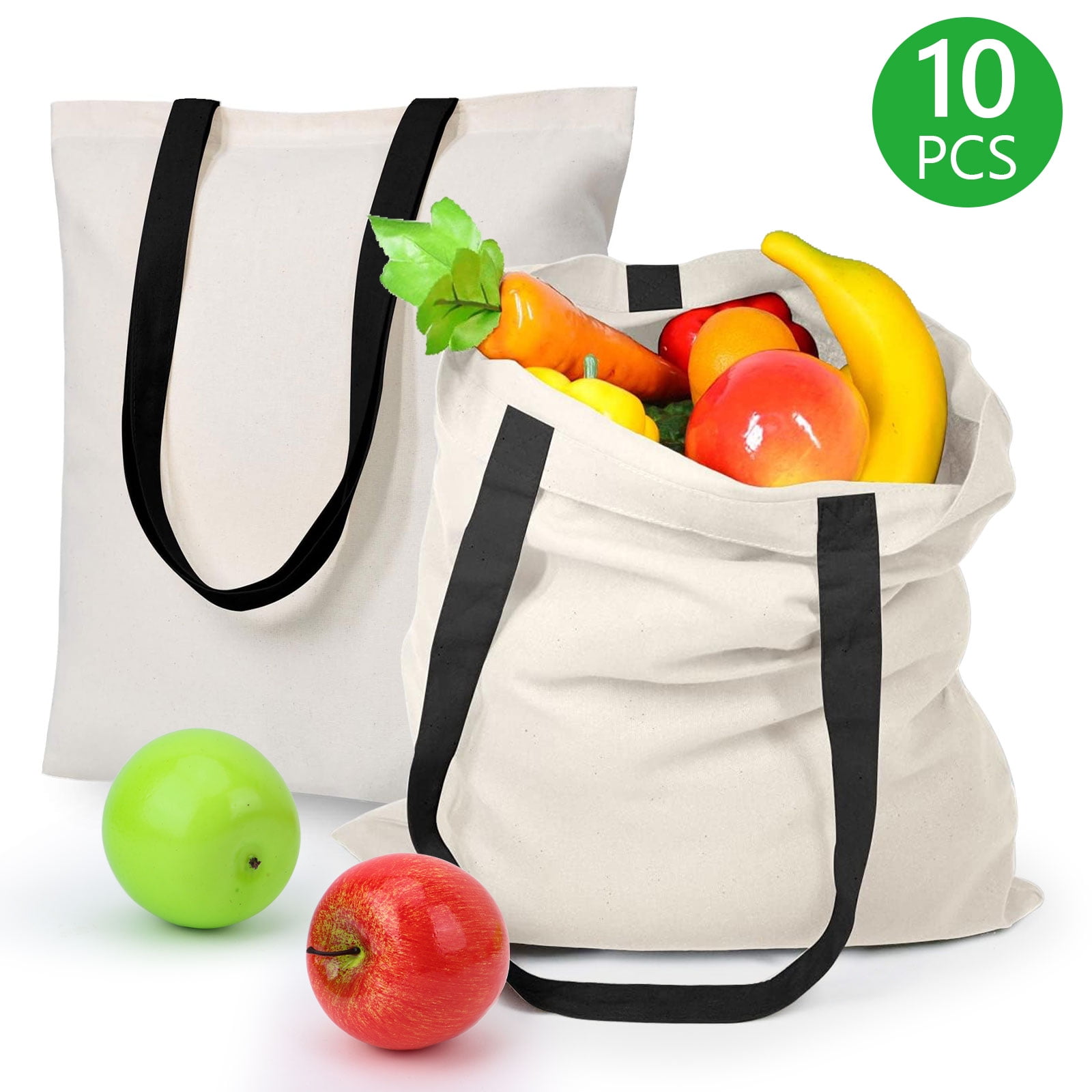 Semfri 10 Pcs Cotton Tote Bag Grocery Shopping Cloth Bag Blank Bulk ...