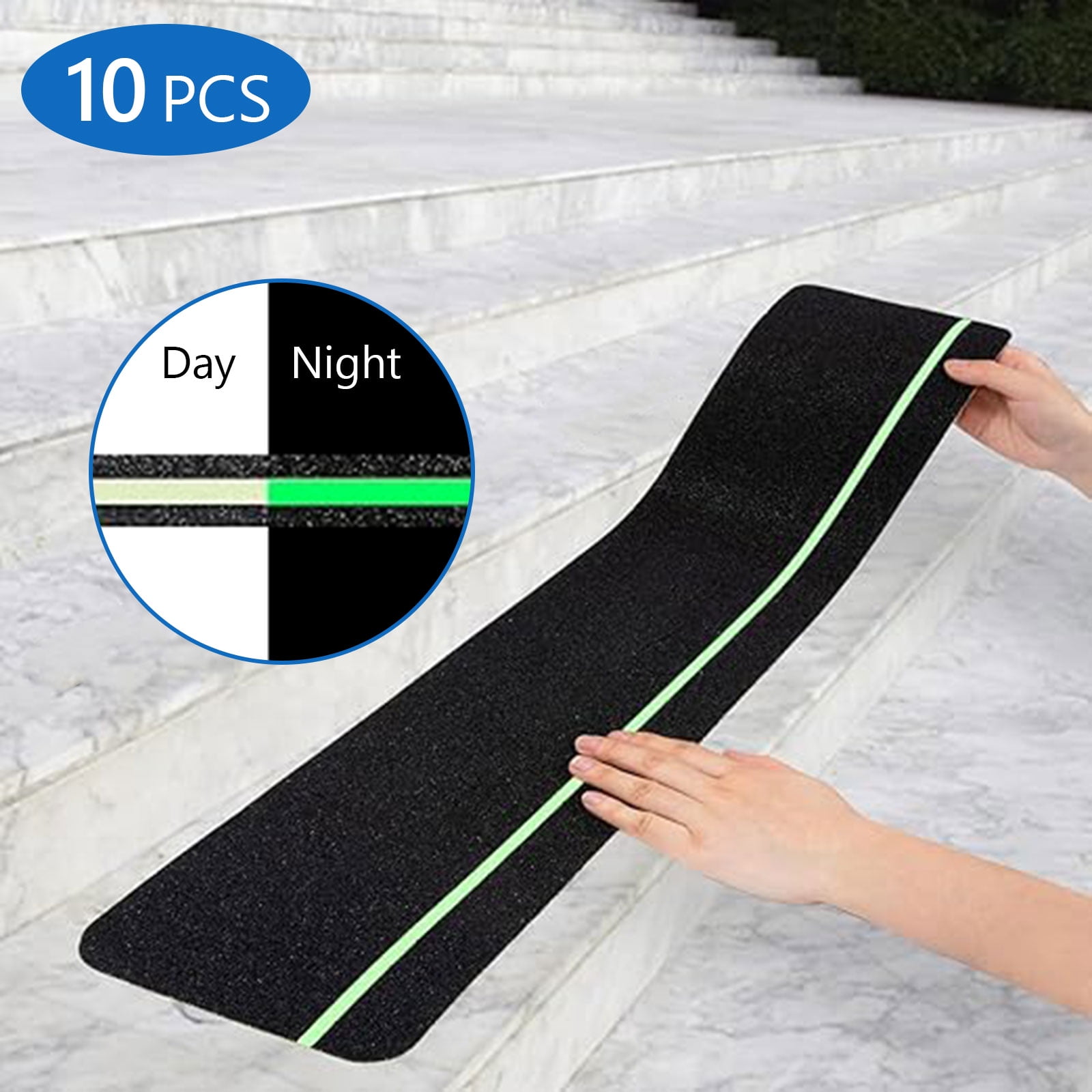 Semfri 10 Pcs Traction Treads with Glow Pre-Cut Safety Stair Treads 6 x ...