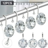 Semfri 12PCS Shower Curtain Rings Acrylic Diamond Shape Stainless Steel ...