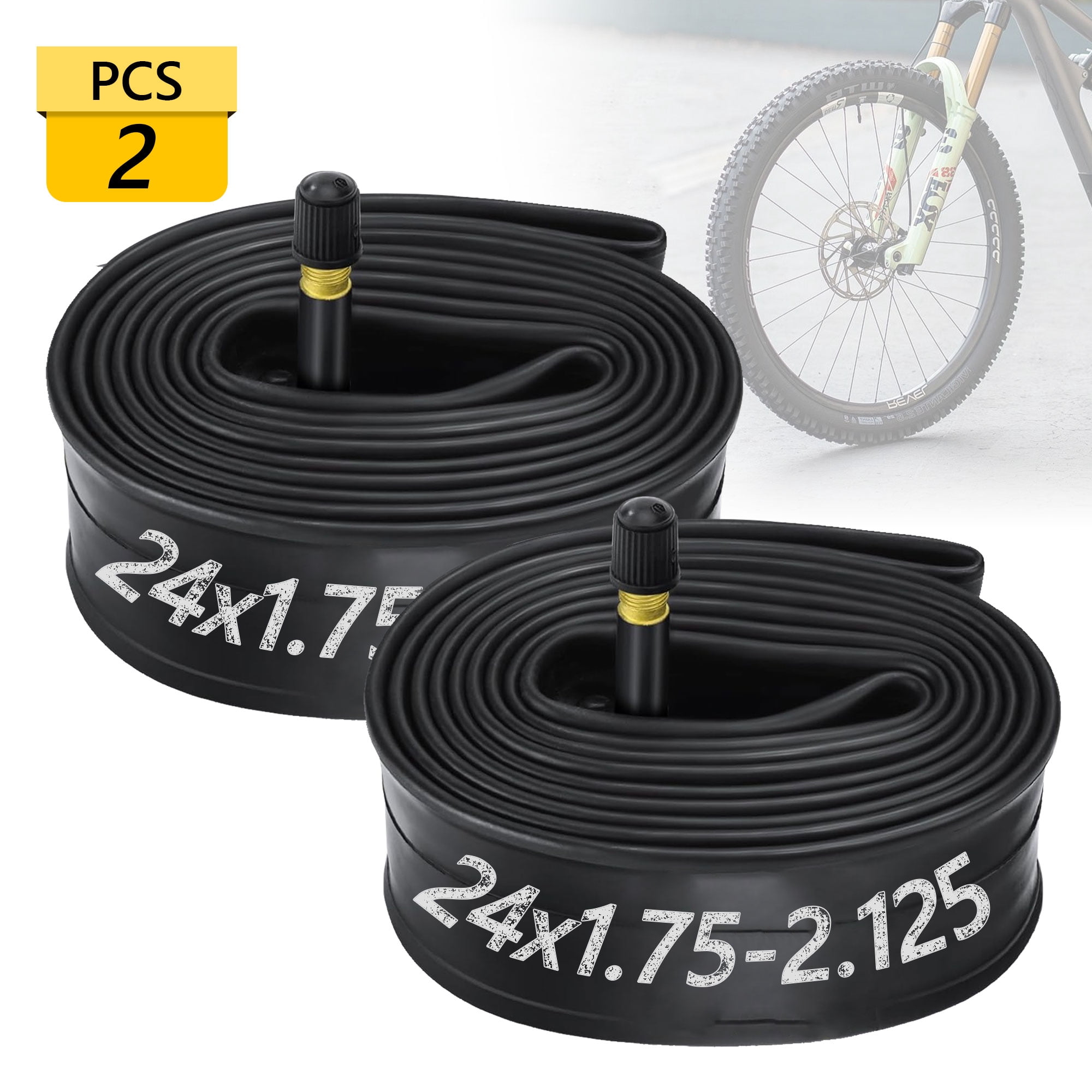 Semfri 2Pcs-24 Inch Heavy Duty Bicycle Inner Tube 24x1.75/2.125 with ...