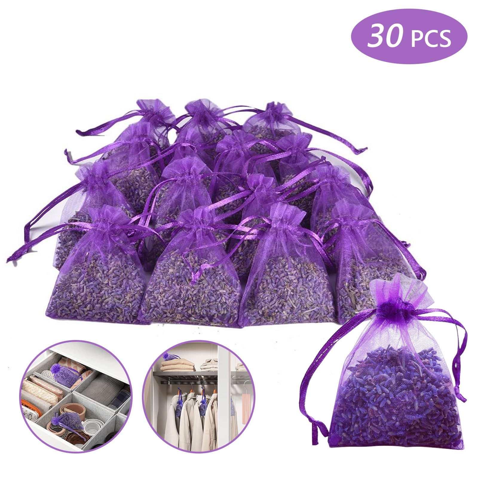 Semfri Lavender Scented Sachet Pack, 30 Packets, Dried Flowers, Home ...