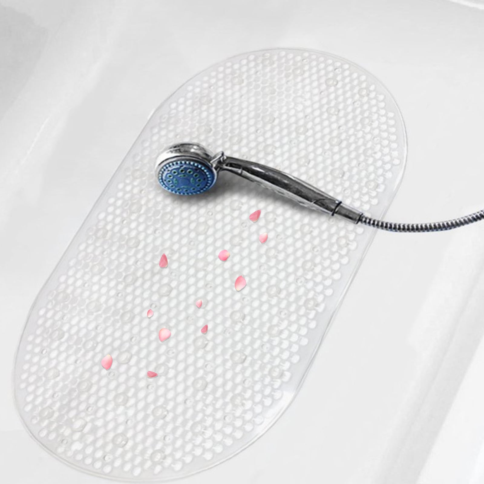 Semfri 27x15 inch Plastic Grip Bath Tub Shower Mat with Suction Cups ...