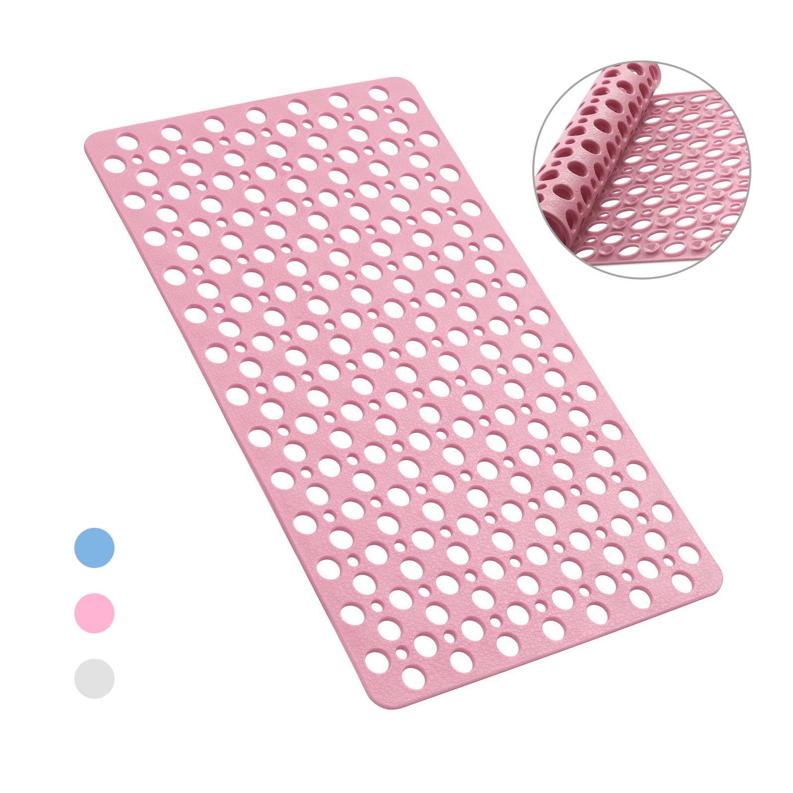 Semfri Kids Bath Tub Shower Mat, 30x17 inch, Non-Slip with Drain Holes ...