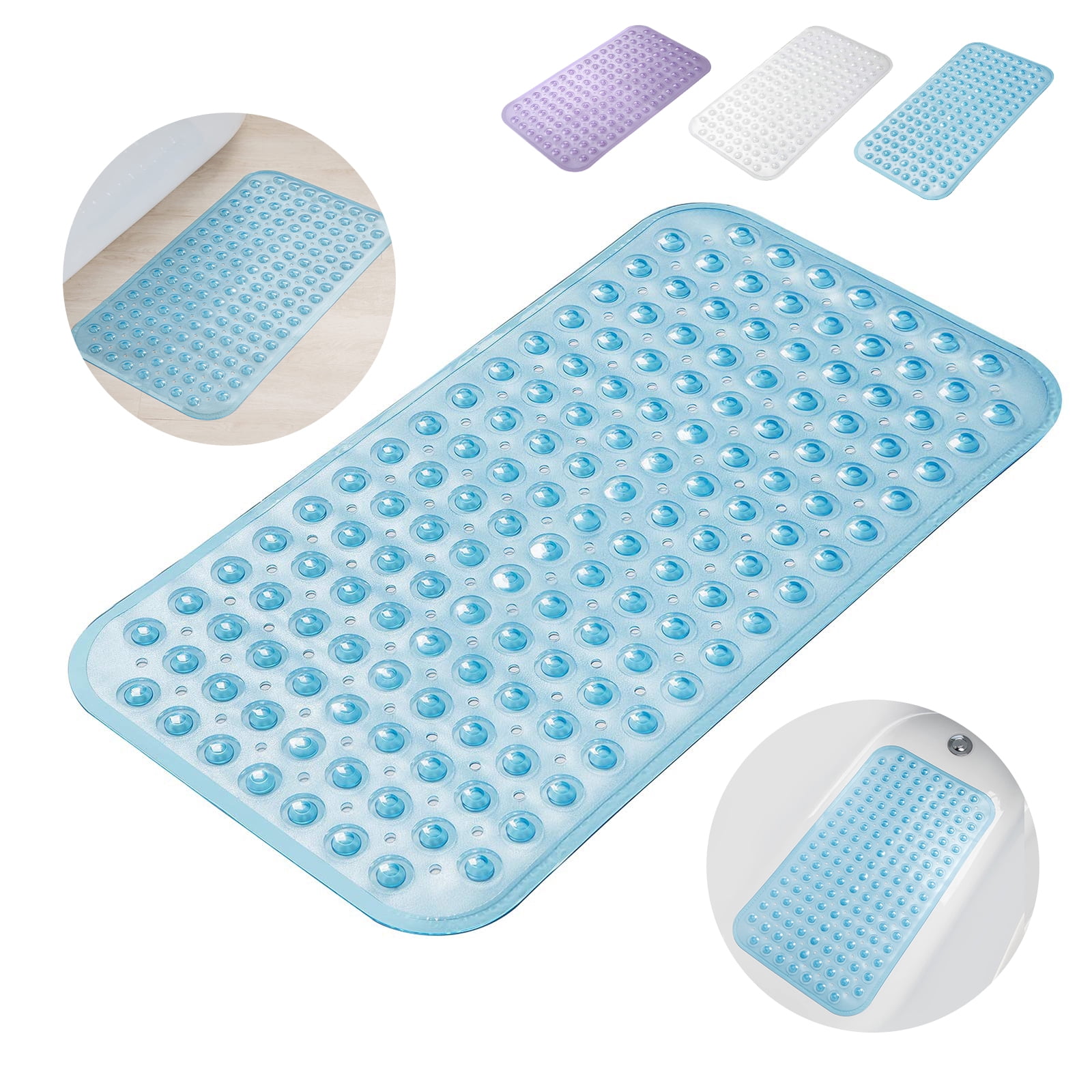 Semfri Non-Slip Bathtub Mat with Drain Holes, Medium 27.5x15 in, Clear ...