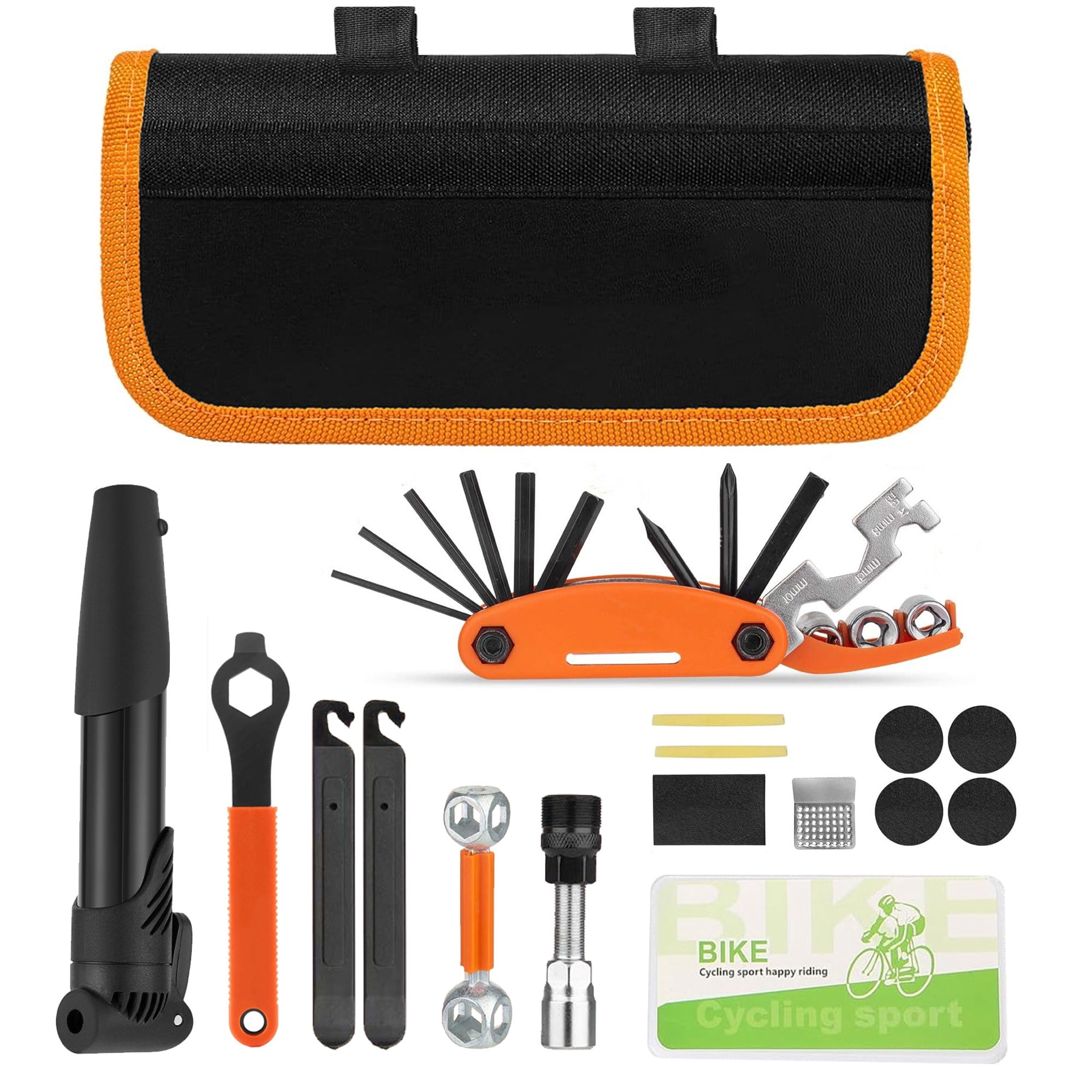 Semfri Bicycle Tire Repair Tool Kit Portable Bicycle Repair Kit 16-in-1 ...