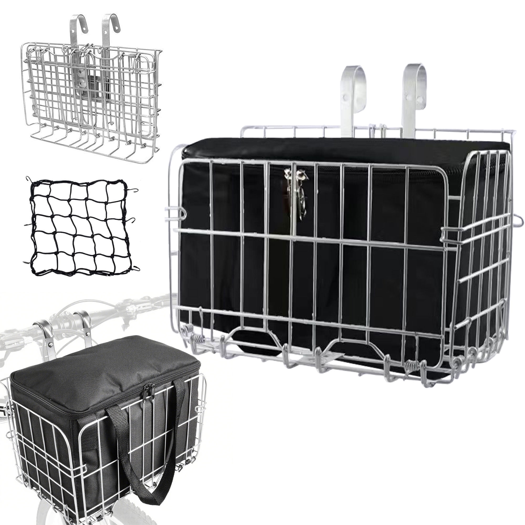 Semfri Collapsible Bicycle Front Basket,Metal with Removable Liner ...