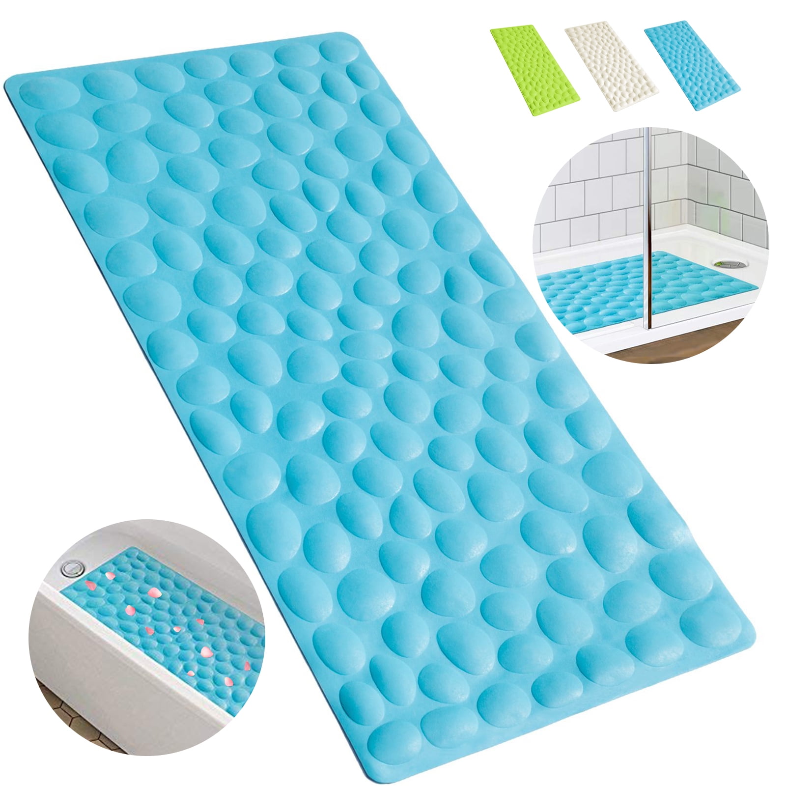 Semfri Non-Slip Bath Mat, BPA Free, 16x31.5 inch, Strong Suction Cups ...