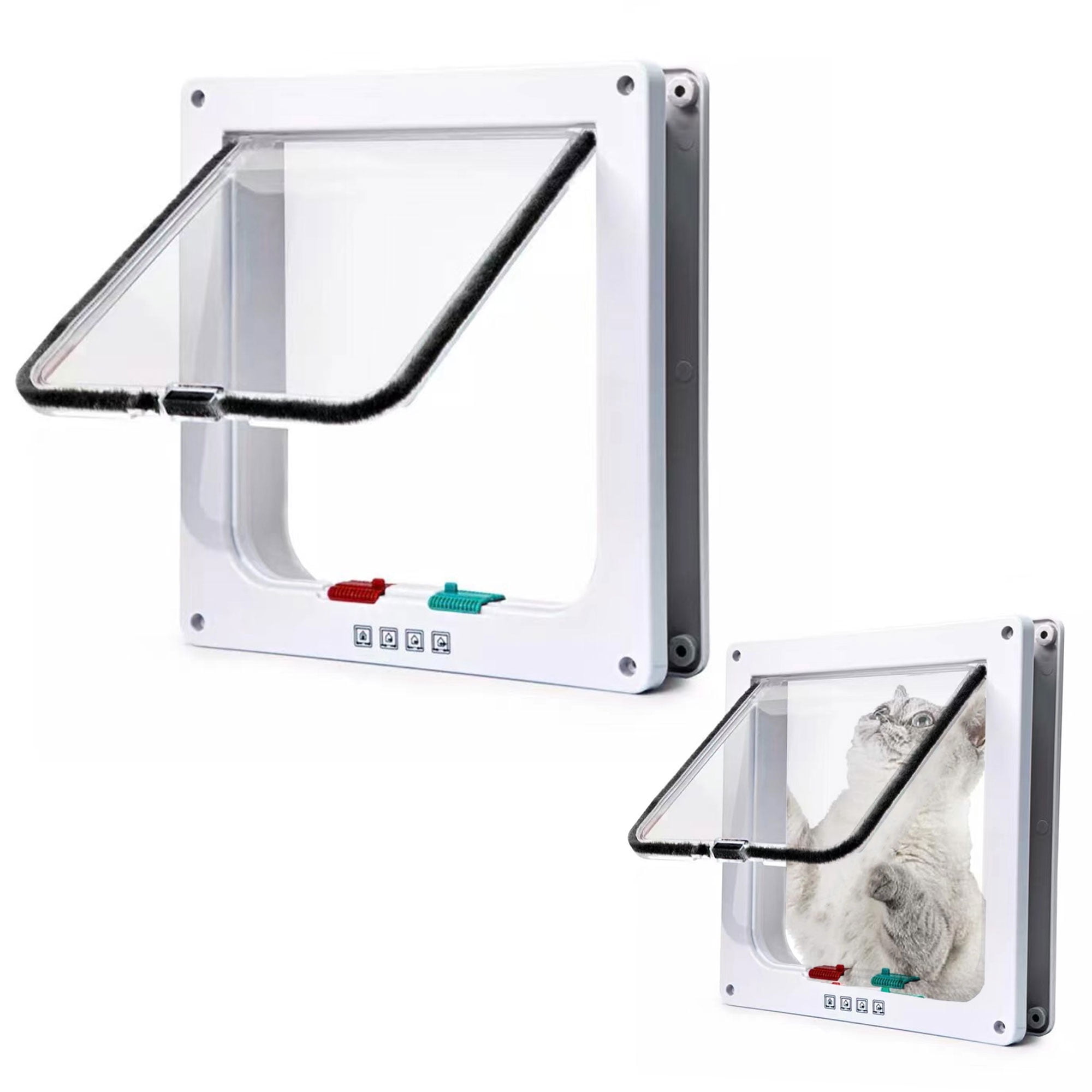 Semfri Weatherproof Cat Door Secure Pet Door with 4-Way Lock Two-Way ...