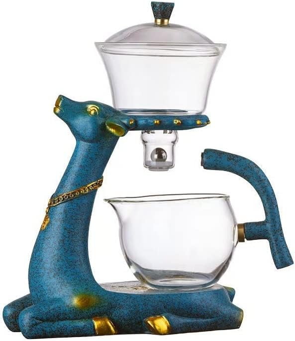 Semi Automatic Drip Rotating Glass Teapot Set with Infuser Lazy Kungfu ...