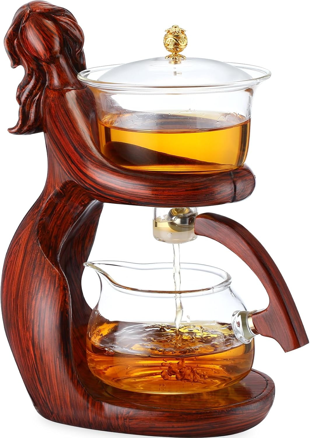 Semi Automatic Glass Teapot Set Tea Maker with Infuser Lazy Magnetic ...