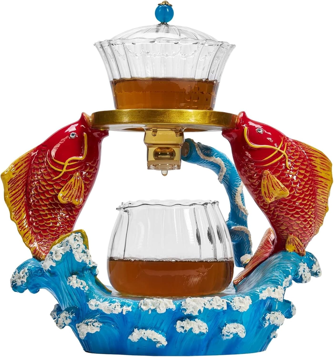 Semi Automatic Glass Teapot Set with Infuser Magic Teapot (Koi Fish ...