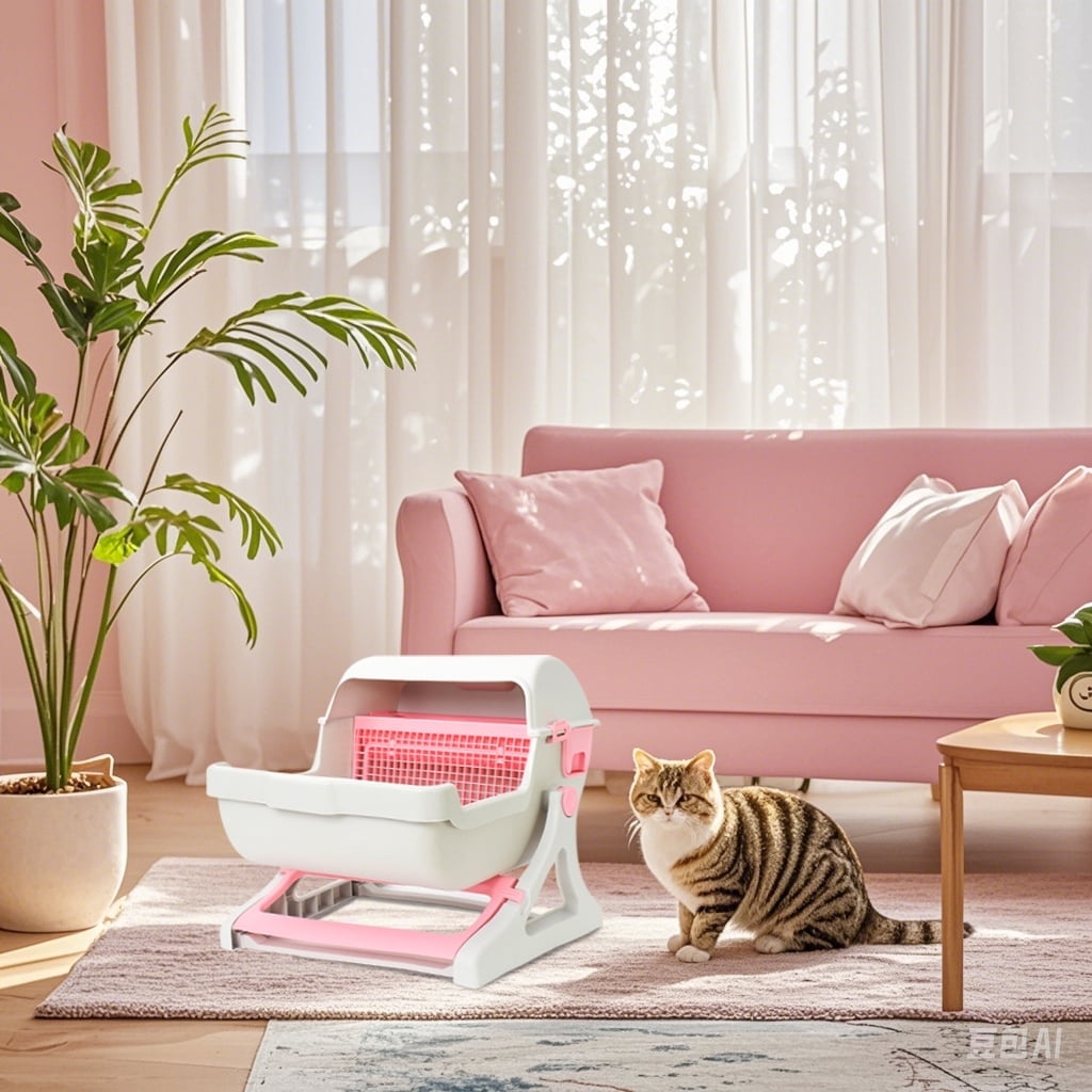 Semi-Automatic Self-Cleaning Cat Litter Box，Easy to Clean, Battery-Free ...