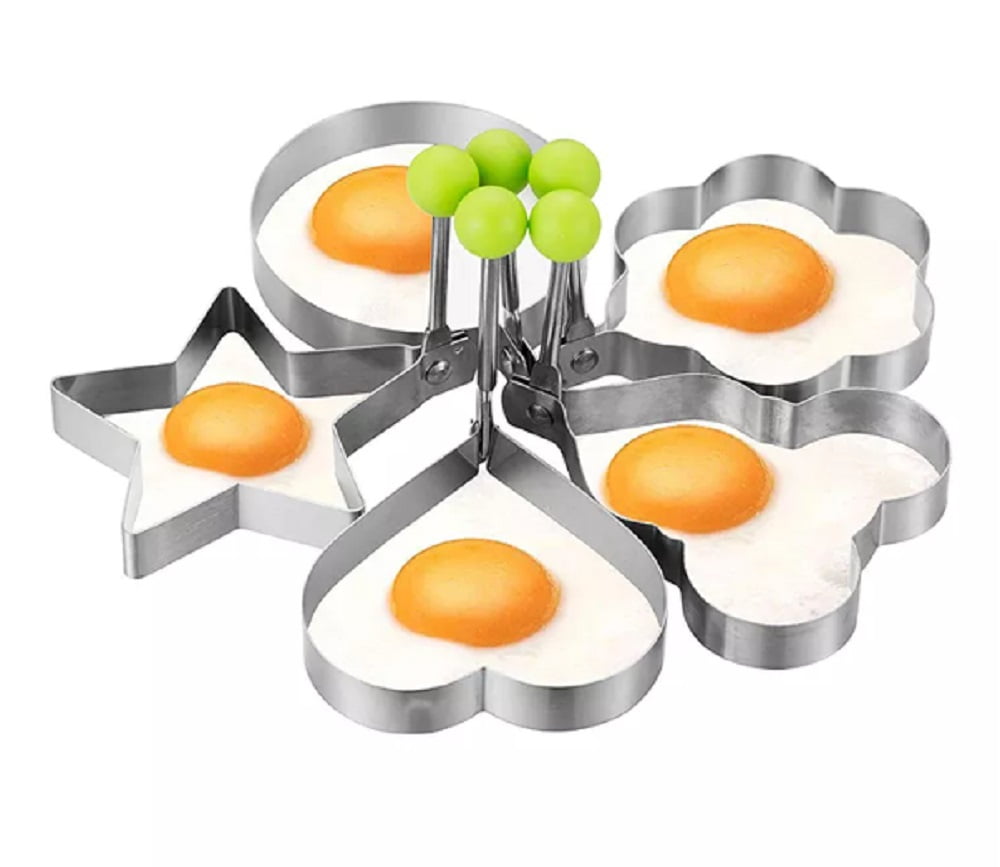 TIKA 5-Pack Stainless Steel Egg Ring Molds, Pancake Shapers, Heart ...