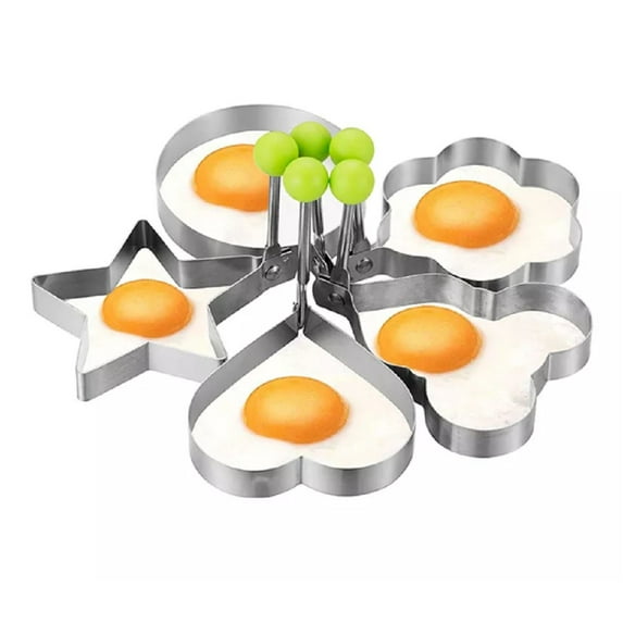 TIKA 5-Pack Stainless Steel Egg Ring Molds, Pancake Shapers, Heart ...