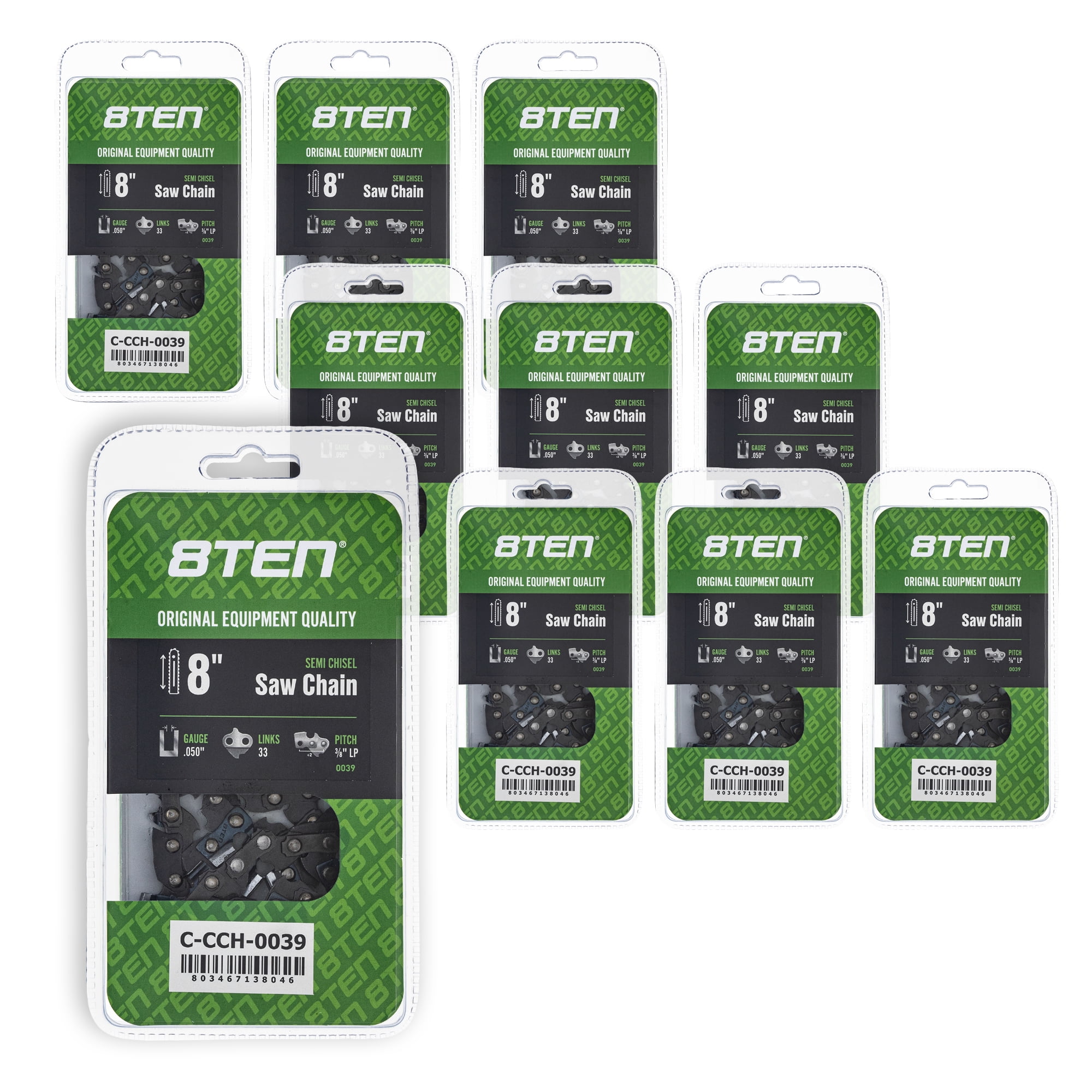 Semi Chisel Chainsaw Chain 8 inch .050 3/8 LP 33DL for Earthwise Kobalt ...