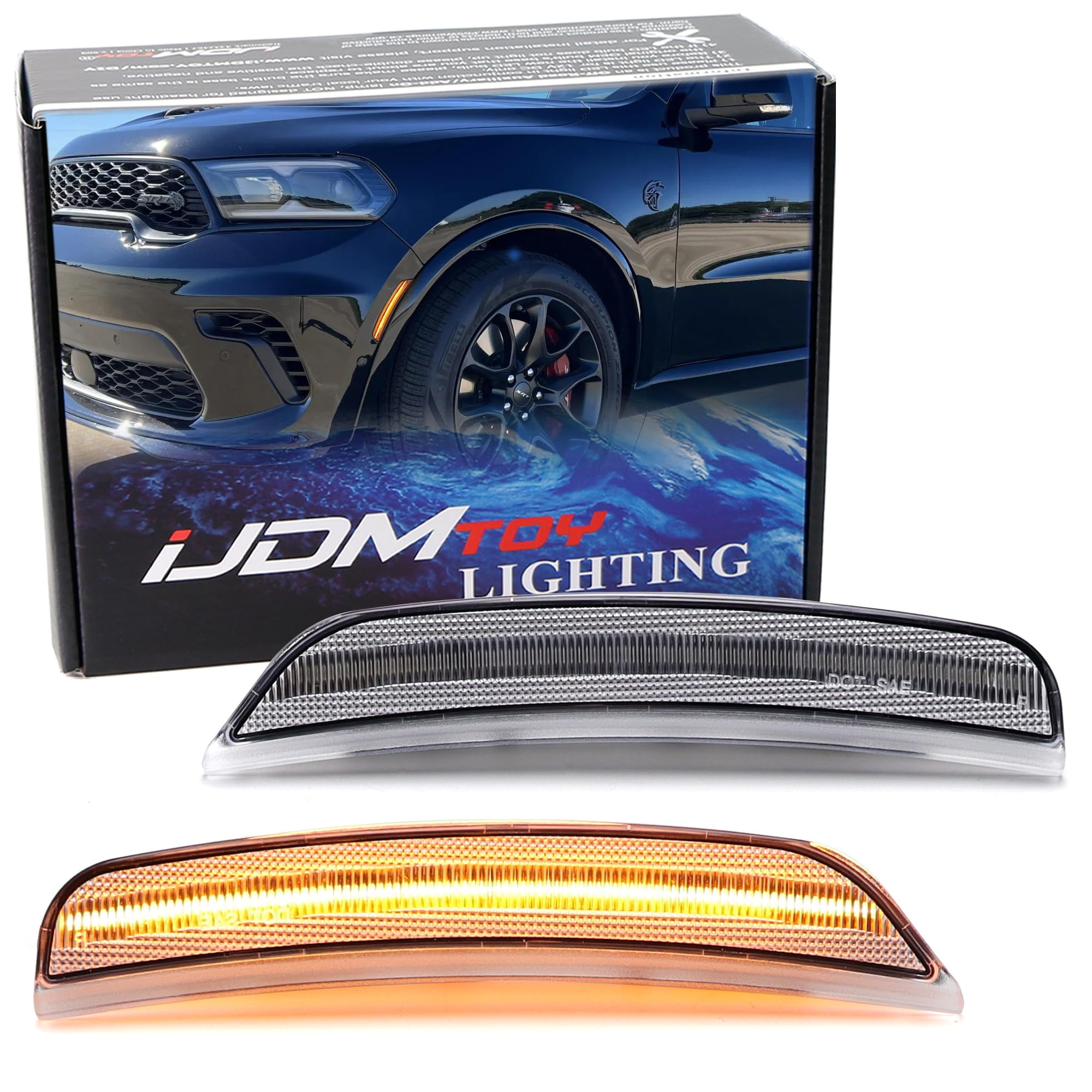 Semi-Clear Lens 36-SMD Amber Yellow Full LED Front Bumper Side Marker ...