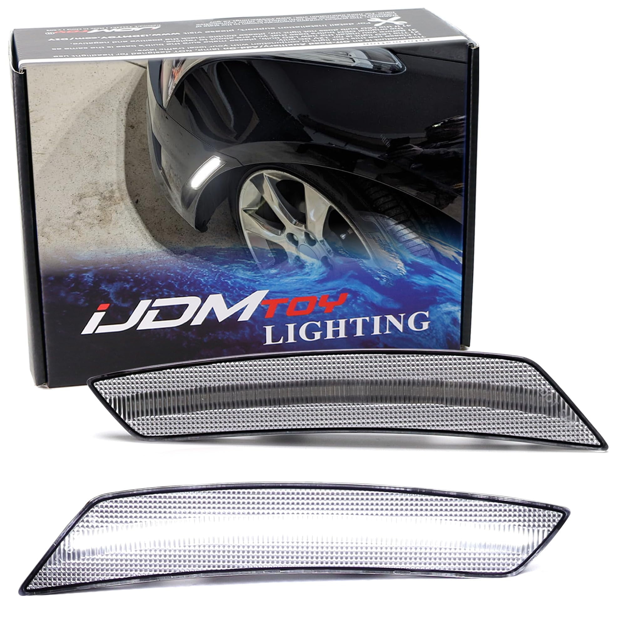 Semi-Clear Lens 36-SMD White Full LED Front Bumper Side Marker Light Kit For Chevrolet 2022-2024 ...