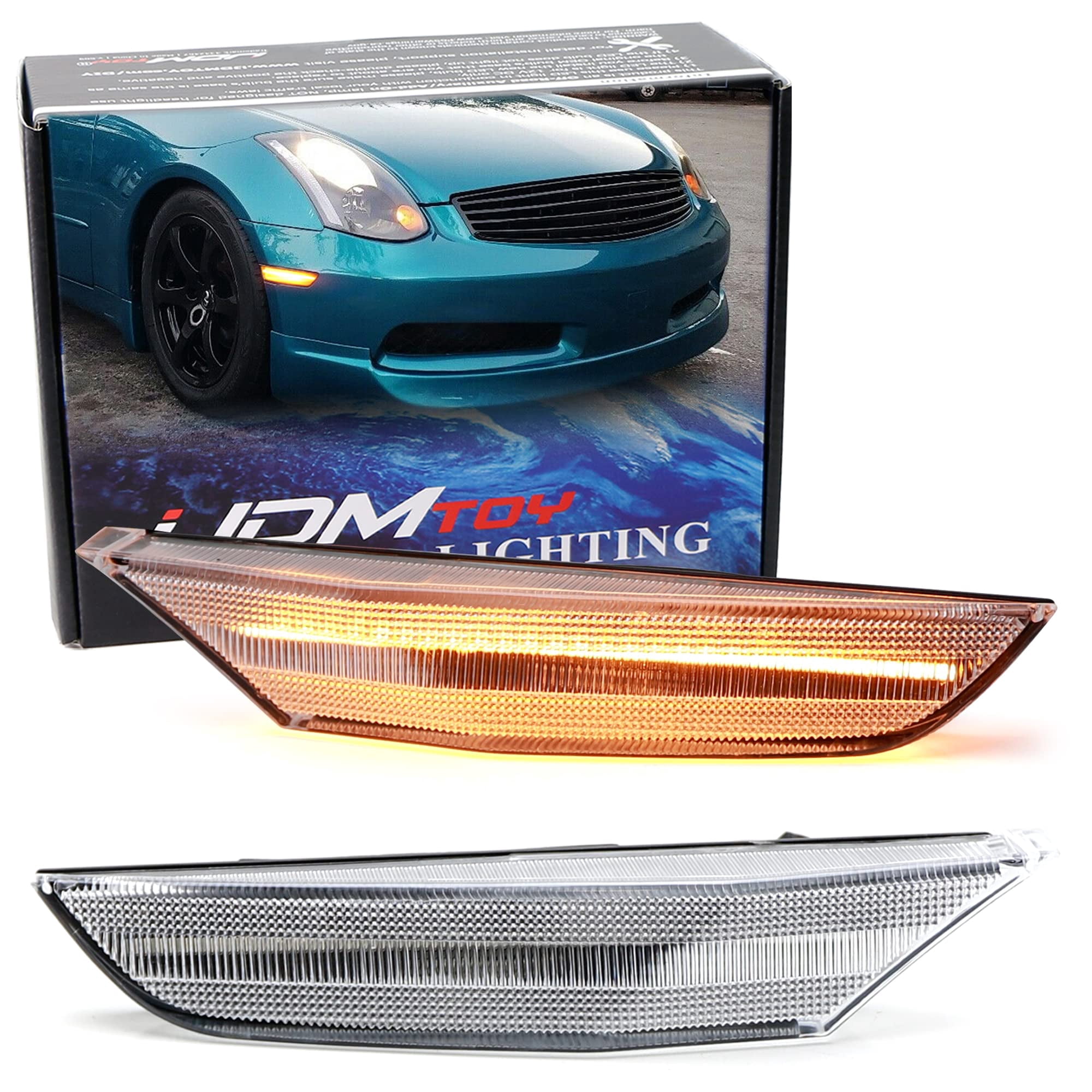Semi-Clear Lens Amber Full LED Front Fender Side Marker Light Assembly ...