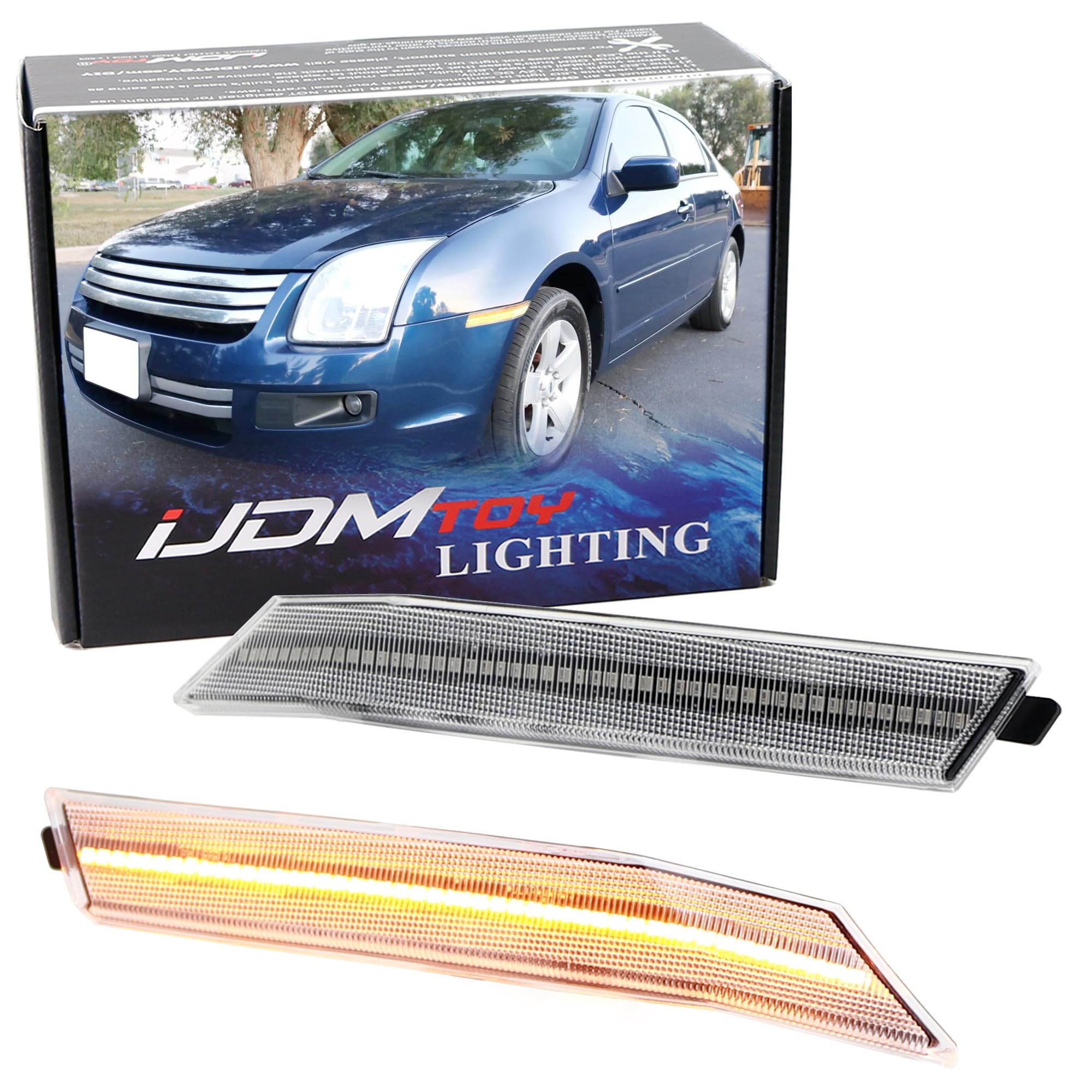 Semi-Clear Lens Amber Full LED Strip Front Side Marker Lights For 2006 ...