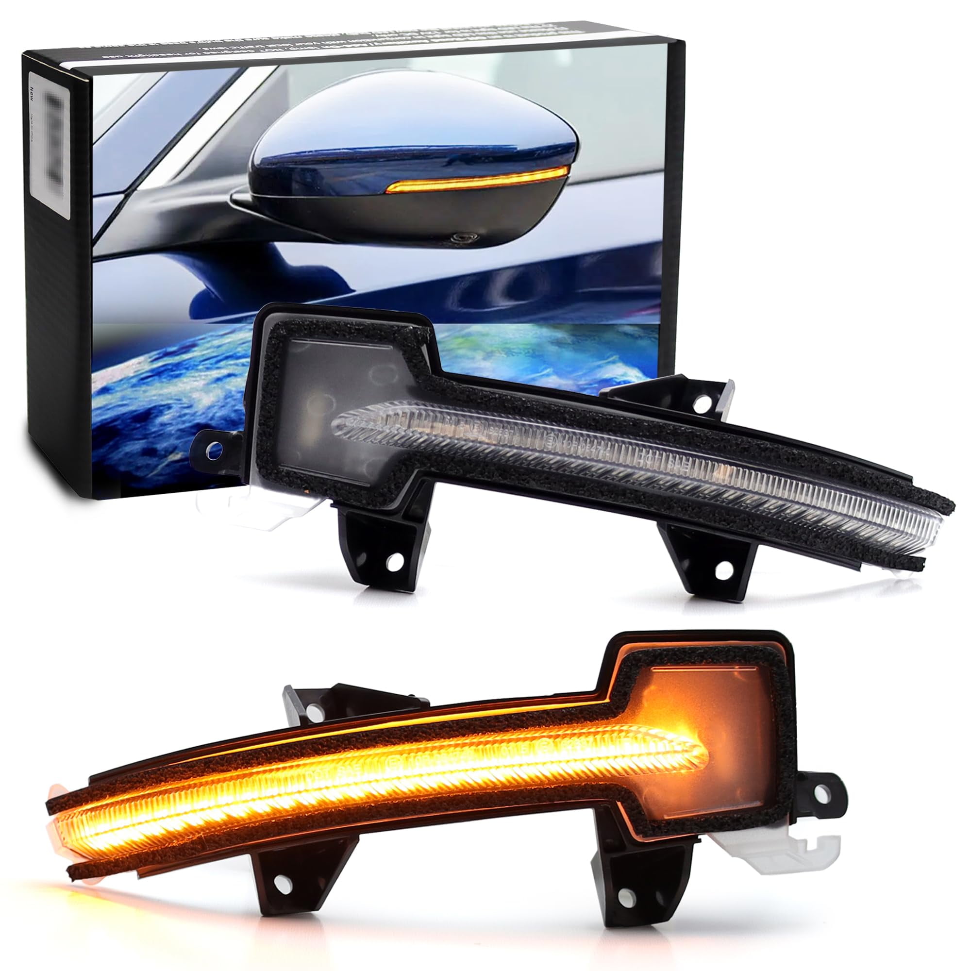 Semi-Clear Lens Full LED Strip Dynamic Sequential Blink/Flow Side Mirror Turn Signal Light ...