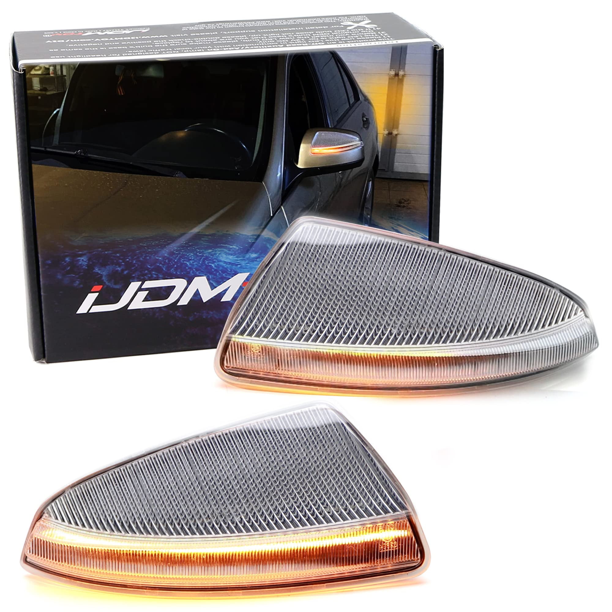 Semi-Clear Lens Full LED Strip Dynamic Sequential Blink/Flow Side Mirror Turn Signal Light ...