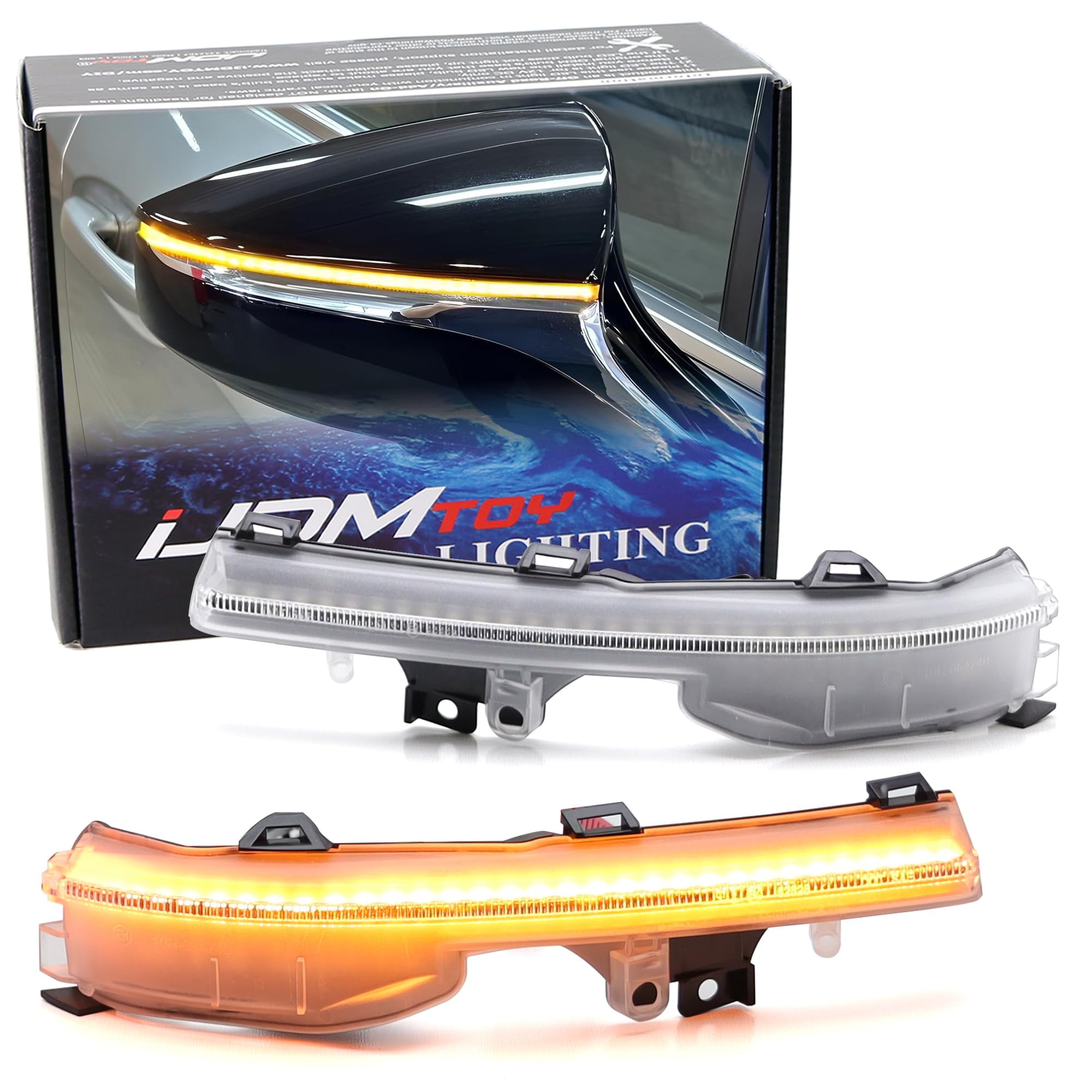 Semi-Clear Lens Full LED Strip Dynamic Sequential Blink Side Mirror Indicator Light Kit For ...