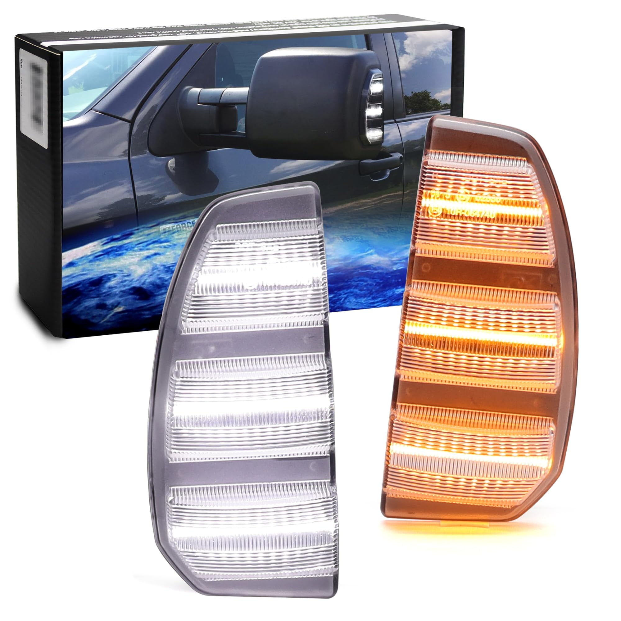 Semi-Clear Lens White/Amber Switchback LED Dynamic Sequential Blink Side Mirror Turn Signal ...