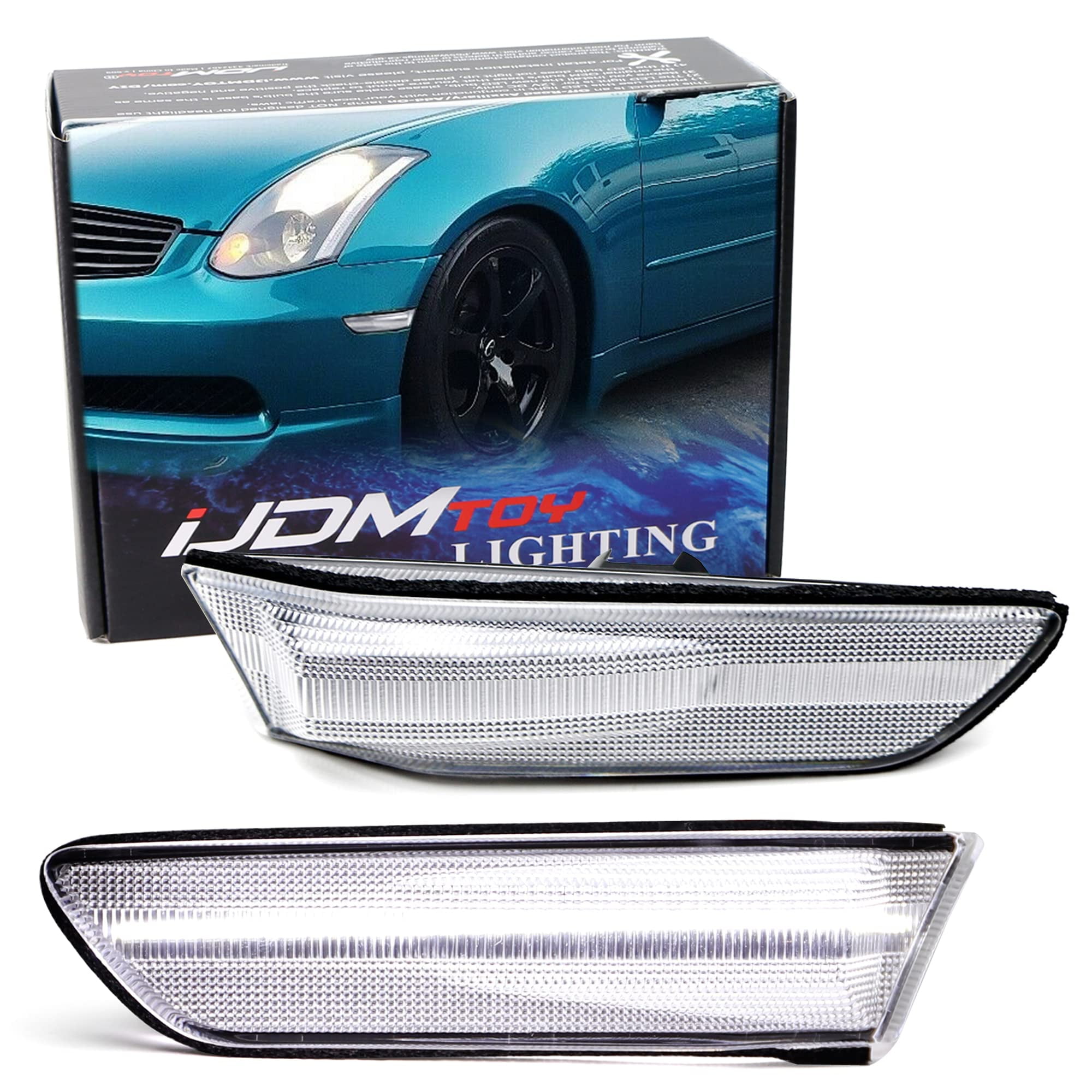 Semi-Clear Lens White Full LED Front Fender Side Marker Light Assembly ...