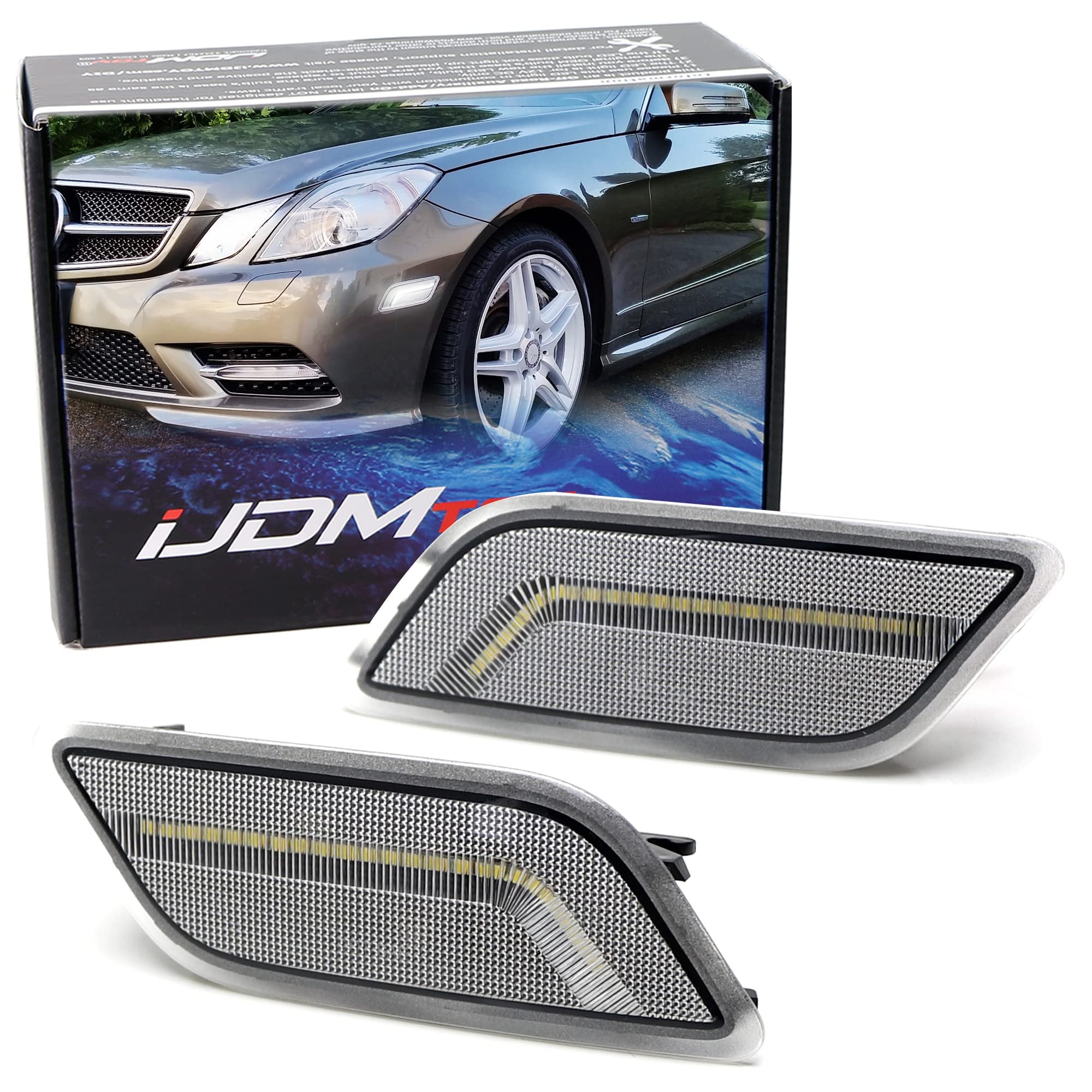 Semi-Clear Lens White Full LED Strip Front Bumper Side Marker Lights ...
