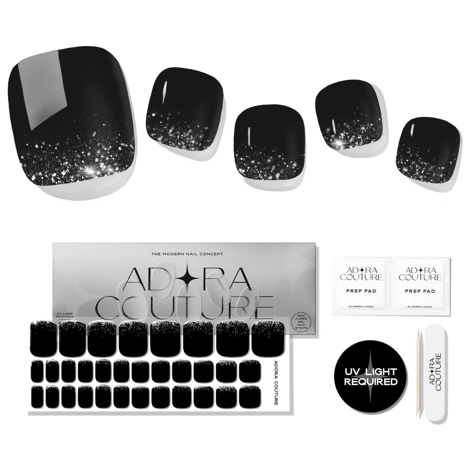 Semi Cured Gel Nail OIF8 Strips Pedicure Stickers, 32 Pieces, Glossy ...