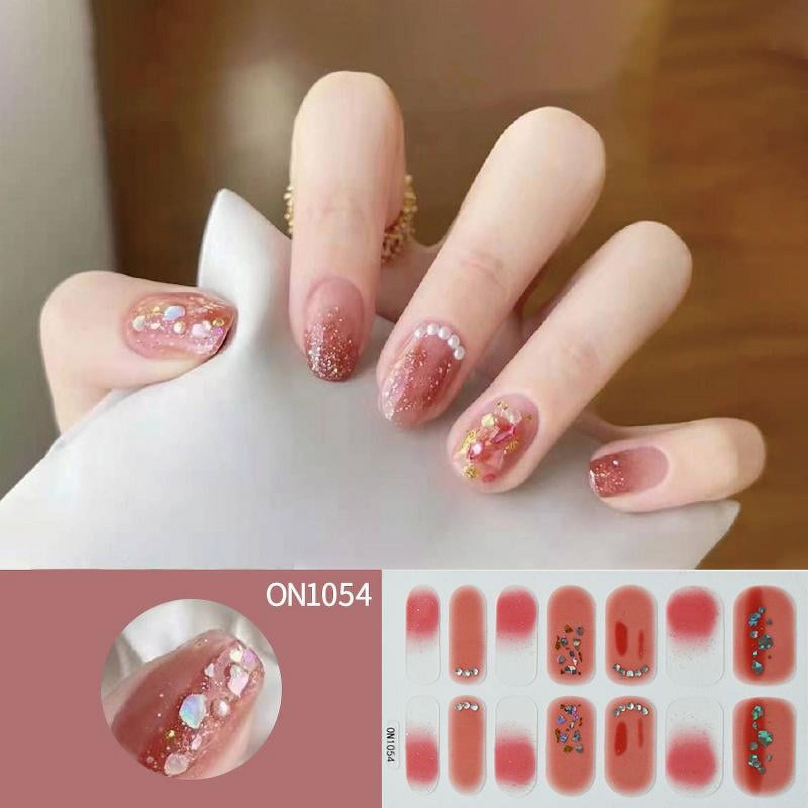 Semi Cured Gel Nail Stickers UV/LED Baking Lamp Gel Nail Paste Wraps ...