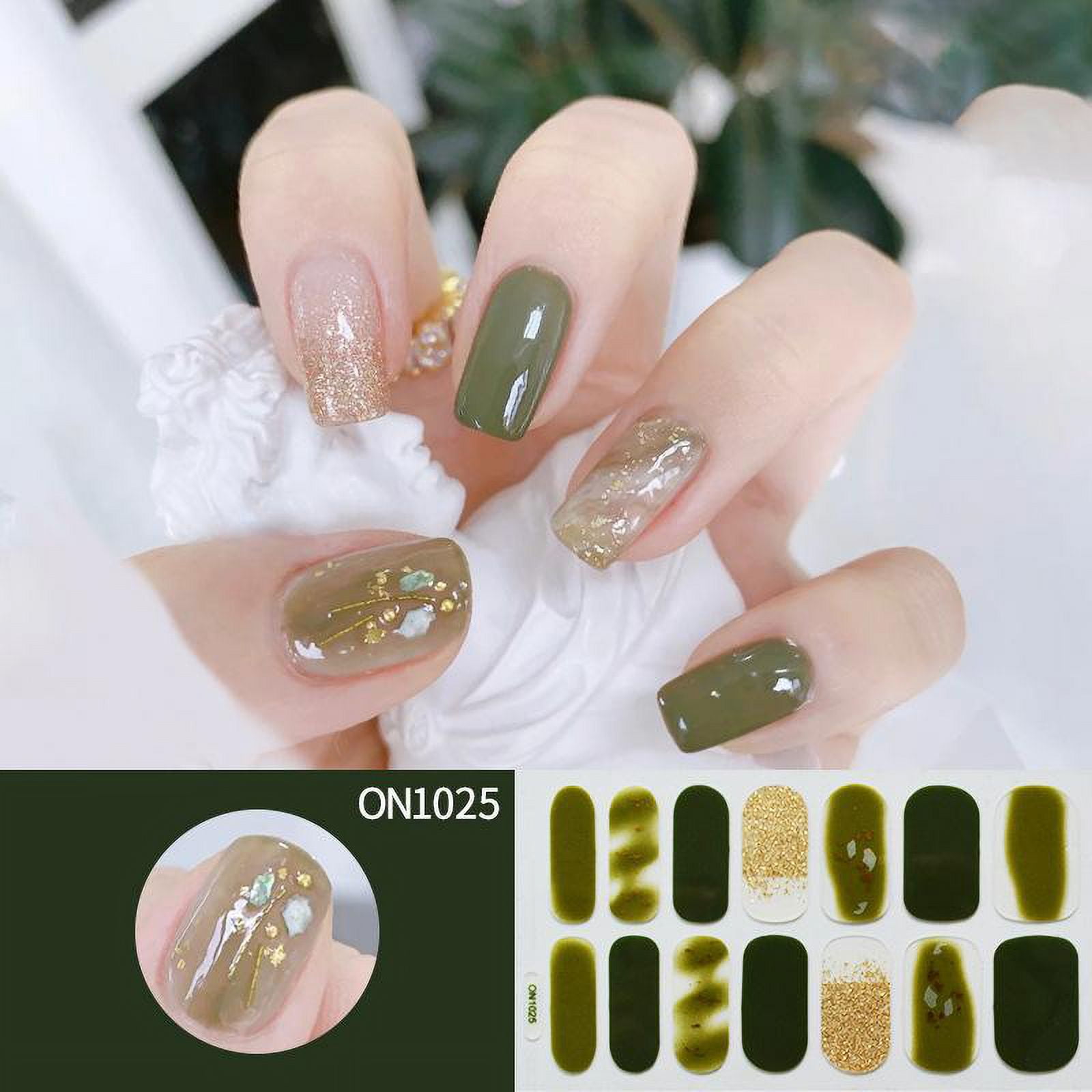 Semi Cured Gel Nail Stickers UV/LED Baking Lamp Gel Nail Paste Wraps ...