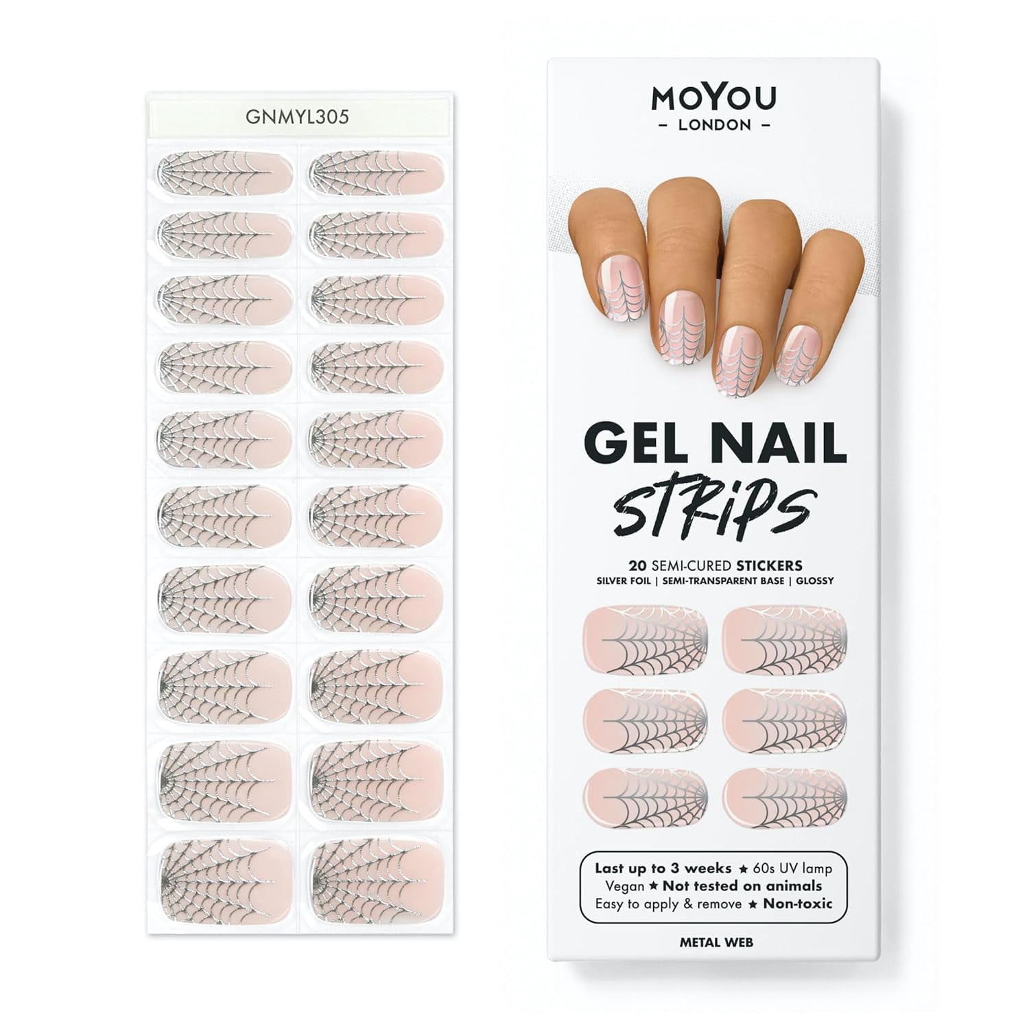Semi Cured Gel Nail Strips - 20 Pcs. Nail Wraps for Salon-Quality ...