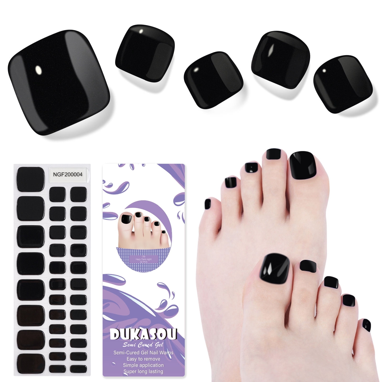 DUKASOU Nail Strips-Semi Cured Gel Toenail Strips (32Pcs), Salon DIY ...