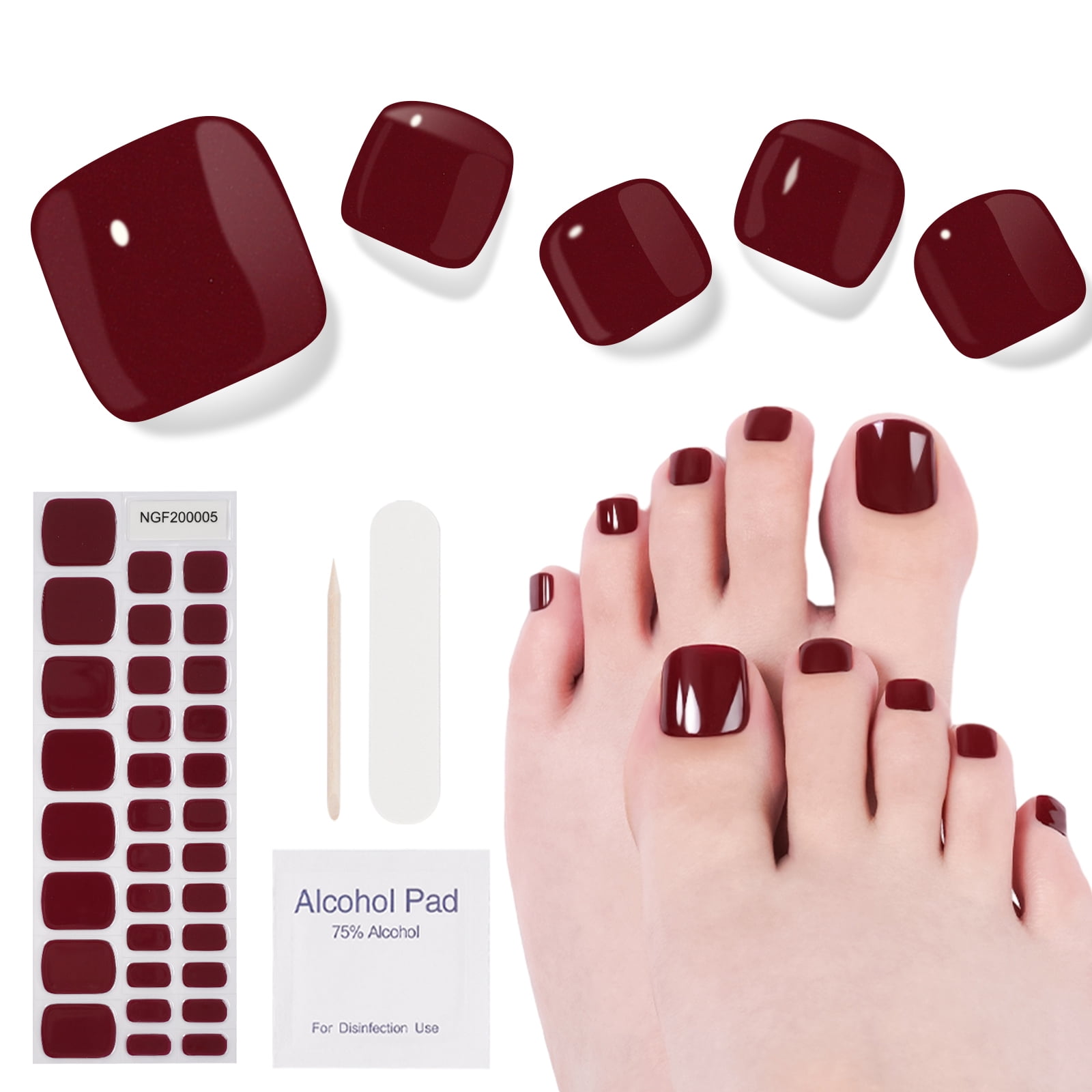 Semi Cured Gel Nail Strips, 46pcs Real Nail Polish Art Stickers/Wraps ...