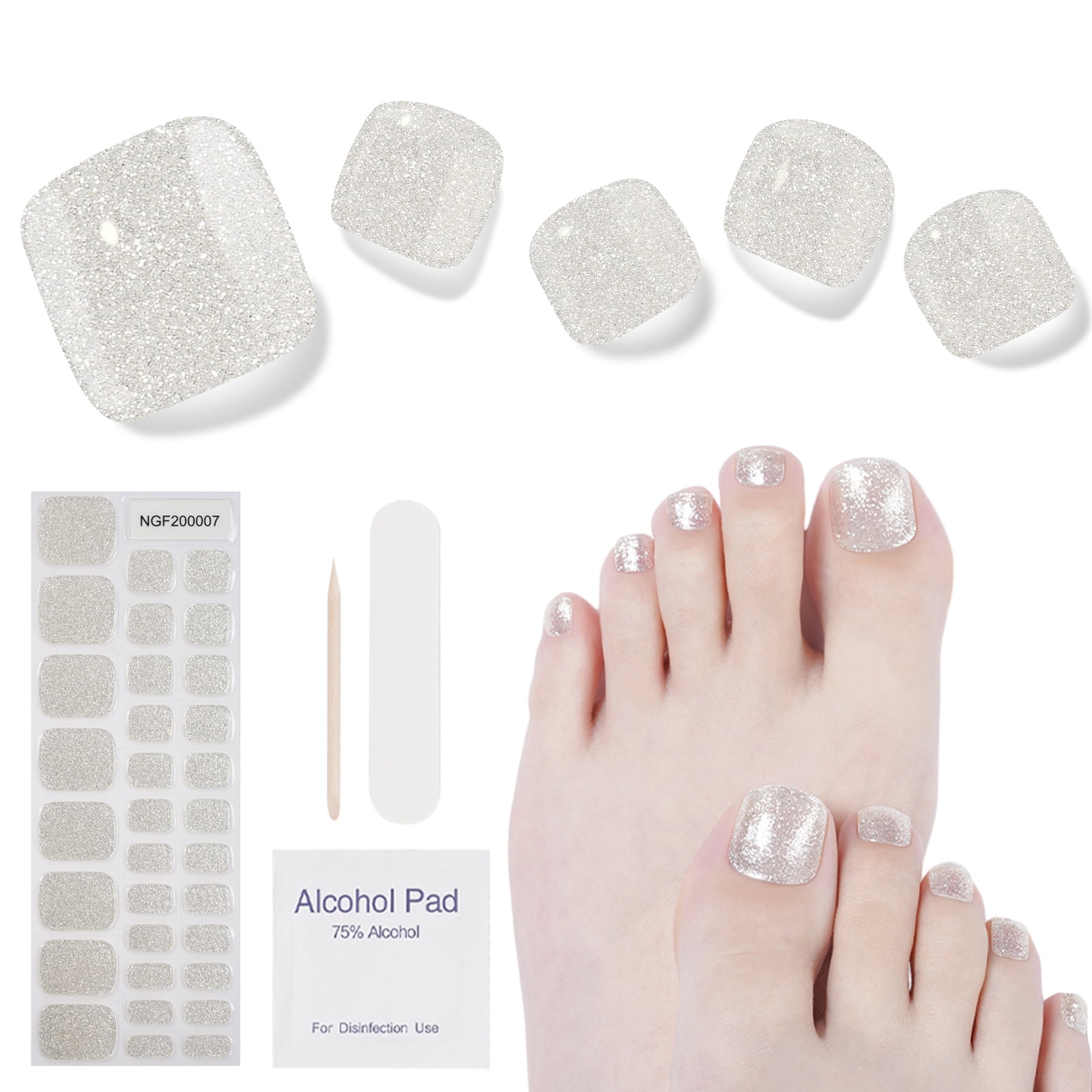 Semi Cured Gel Nail Strips, 48pcs Real Nail Polish Art Stickers/Wraps, Includes Prep Pads, Nail ...