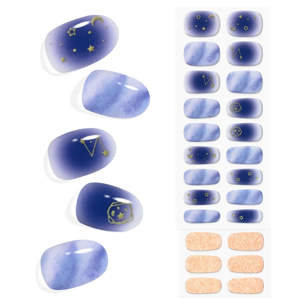 Semi Cured Gel Nail Strips Glossy Gel Nail Stickers Waterproof ...