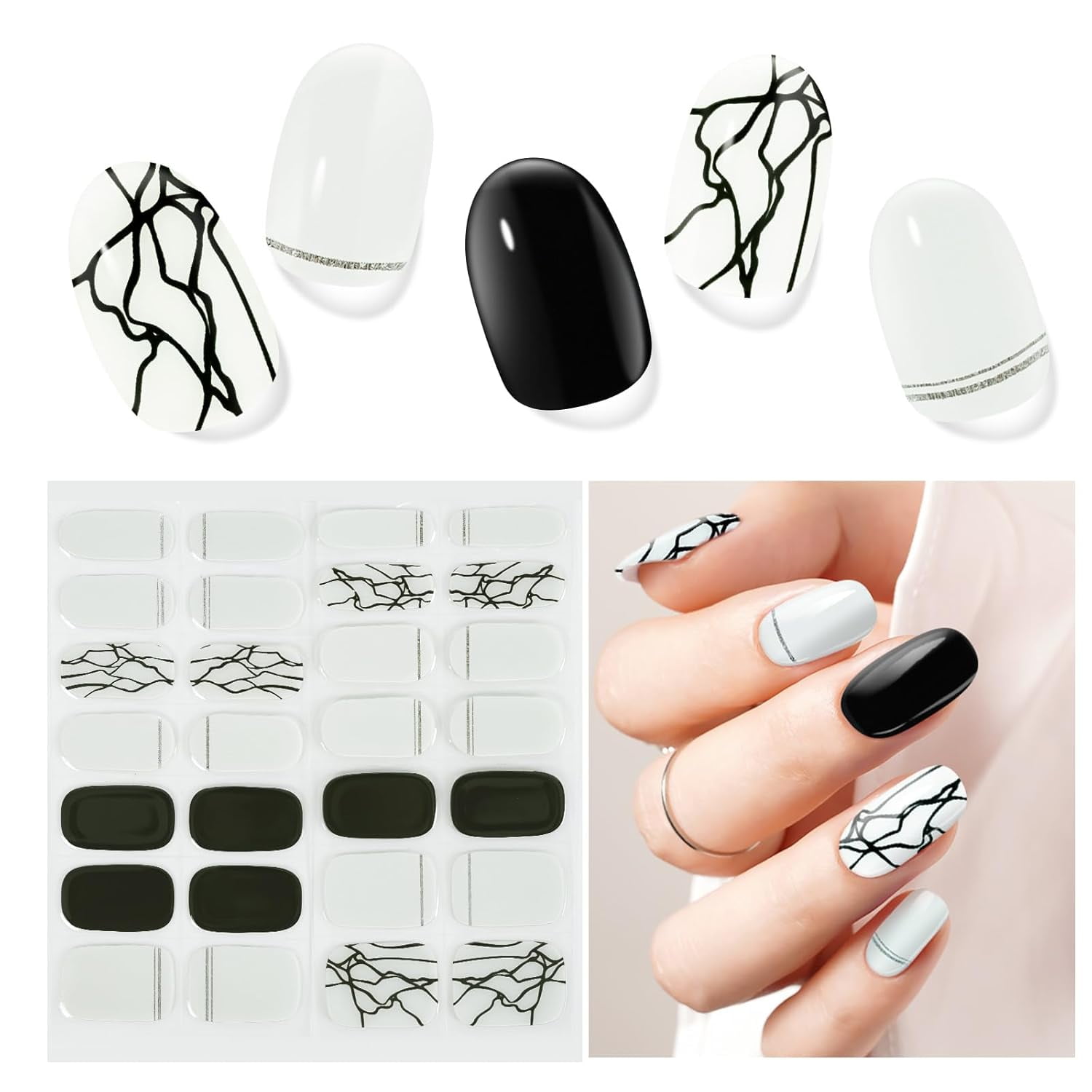 Semi Cured Gel Nail Strips, Ink Room | 28 pcs Gel Nail Strips Work with ...