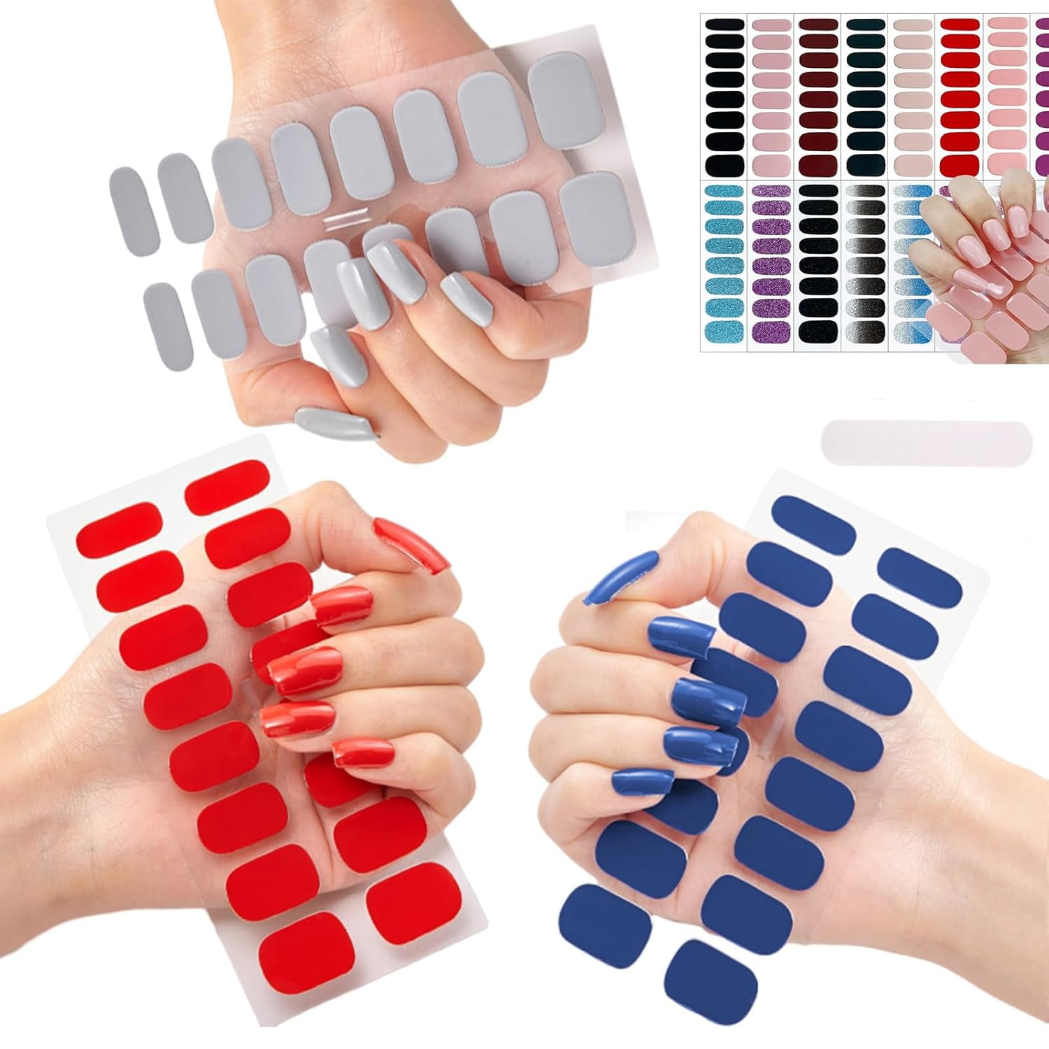 Semi Cured Gel Nail Strips Nude, Glitter, Waterproof And Long Lasting ...